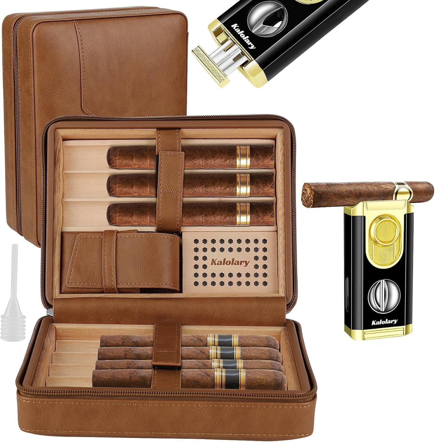 Kalolary Cigar Humidor, Portable Cigar Case with Humidifier, Cigar ...