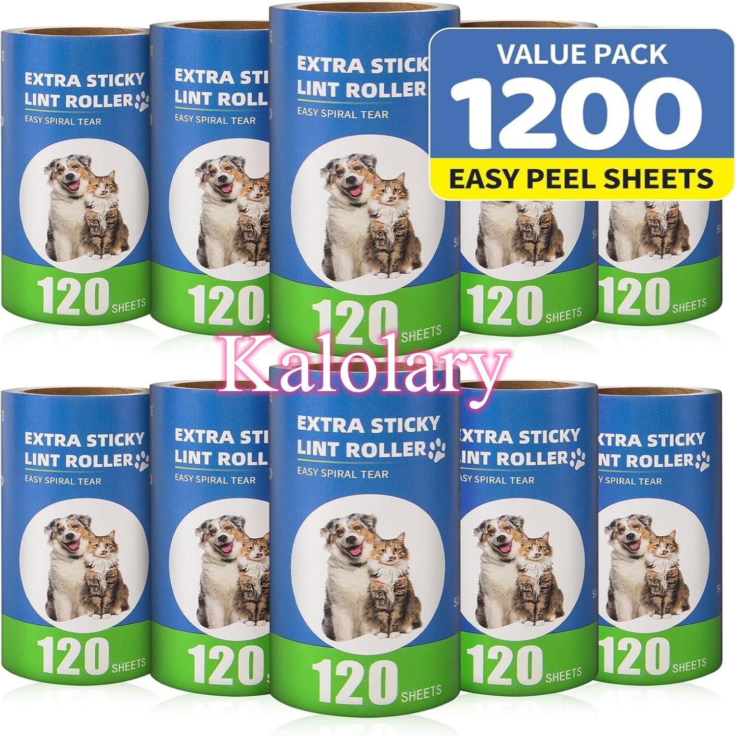 Kalolary Extra Sticky Lint Roller Refills (10 Pack, 1200 Sheets) - Fits ...