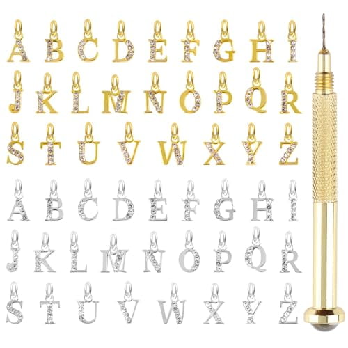 Kalolary Letter Dangle Nail Charm, 3D Piercing Alphabet Rhinestone ...