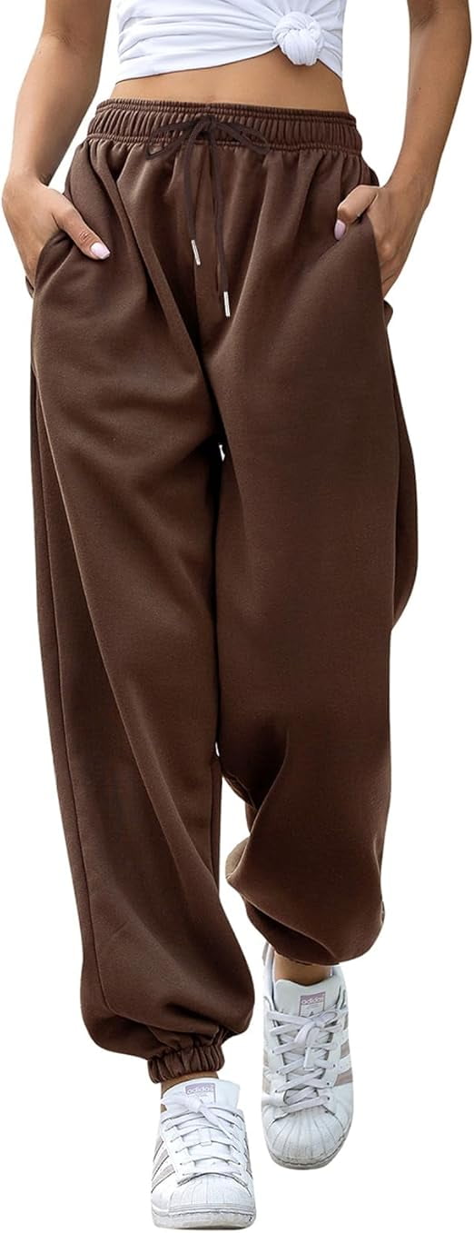 Kalolary Women's Cinch Bottom Sweatpants with Pockets Plain Tracksuit ...
