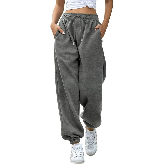 Kalolary Women's Cinch Bottom Sweatpants with Pockets Plain Tracksuit ...
