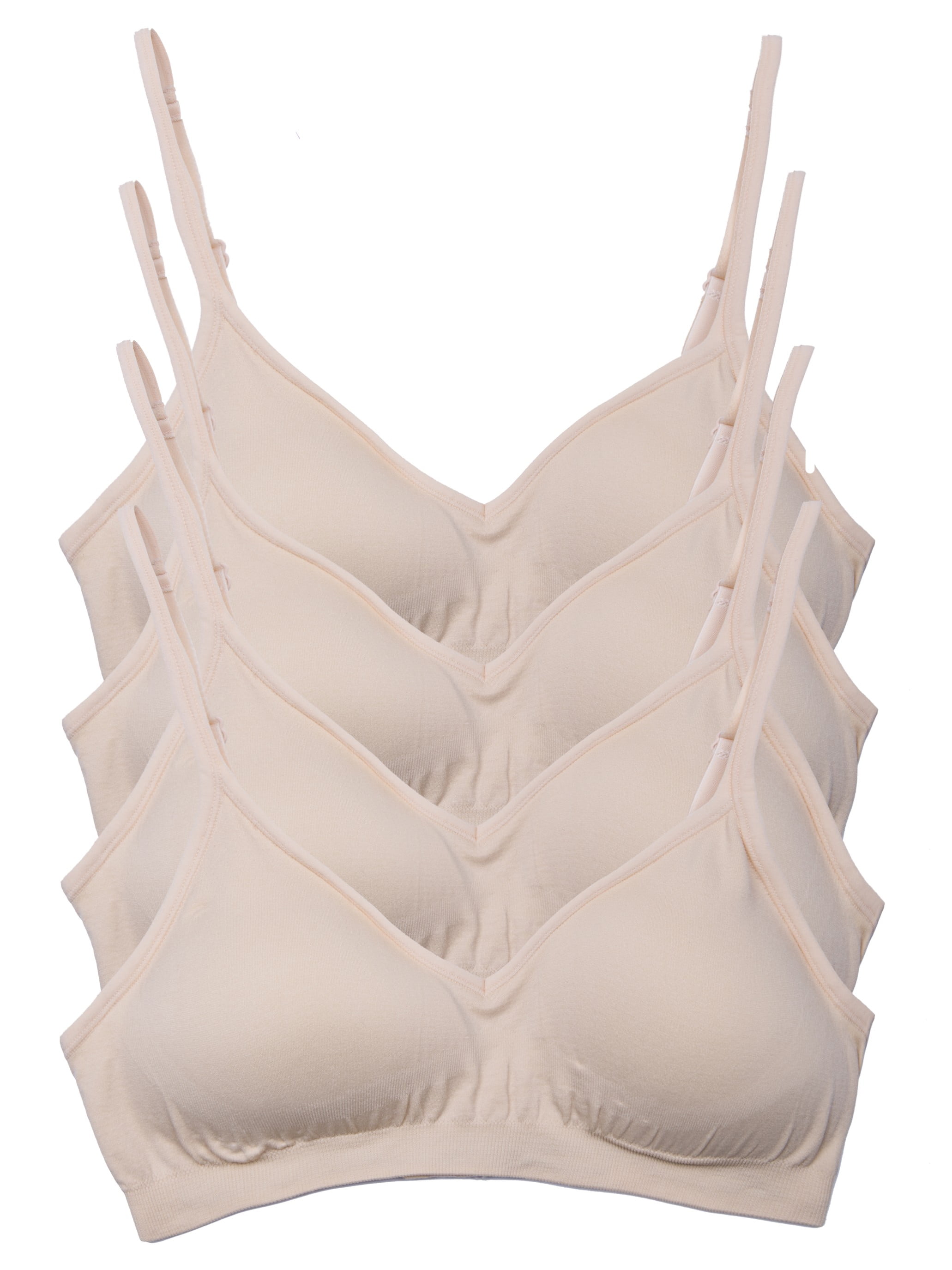 Kalon 4 Pack Women's Demi Wireless Padded Bralette Hook and Eye Bra ...