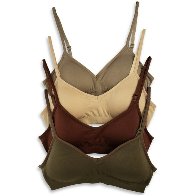Kalon 4 Pack Women's Demi Wireless Padded Bralette Hook and Eye Bra ...