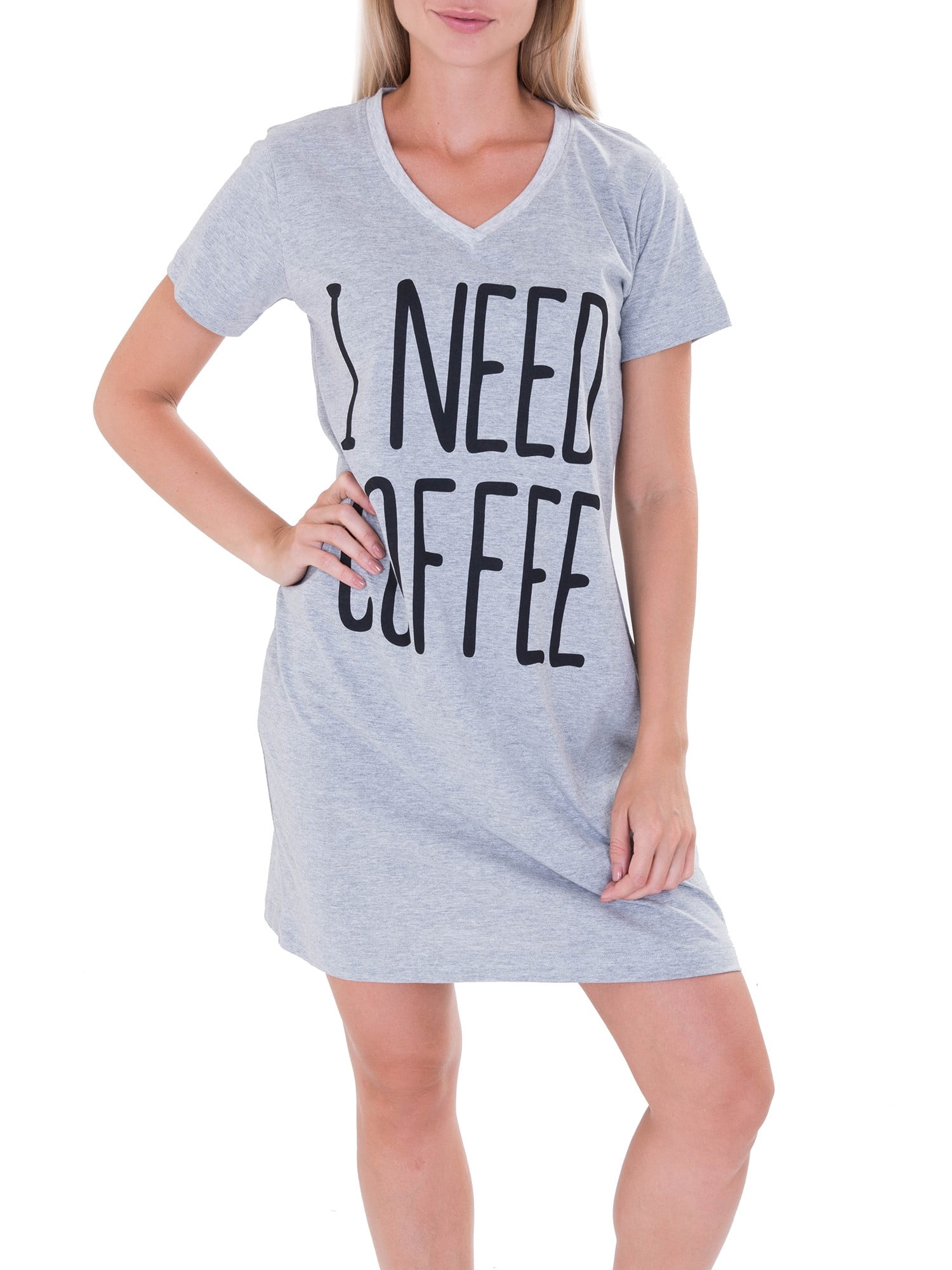 Kalon I Need Coffee Sleep Tee Caramel Cantina Long Length Nightshirt ...