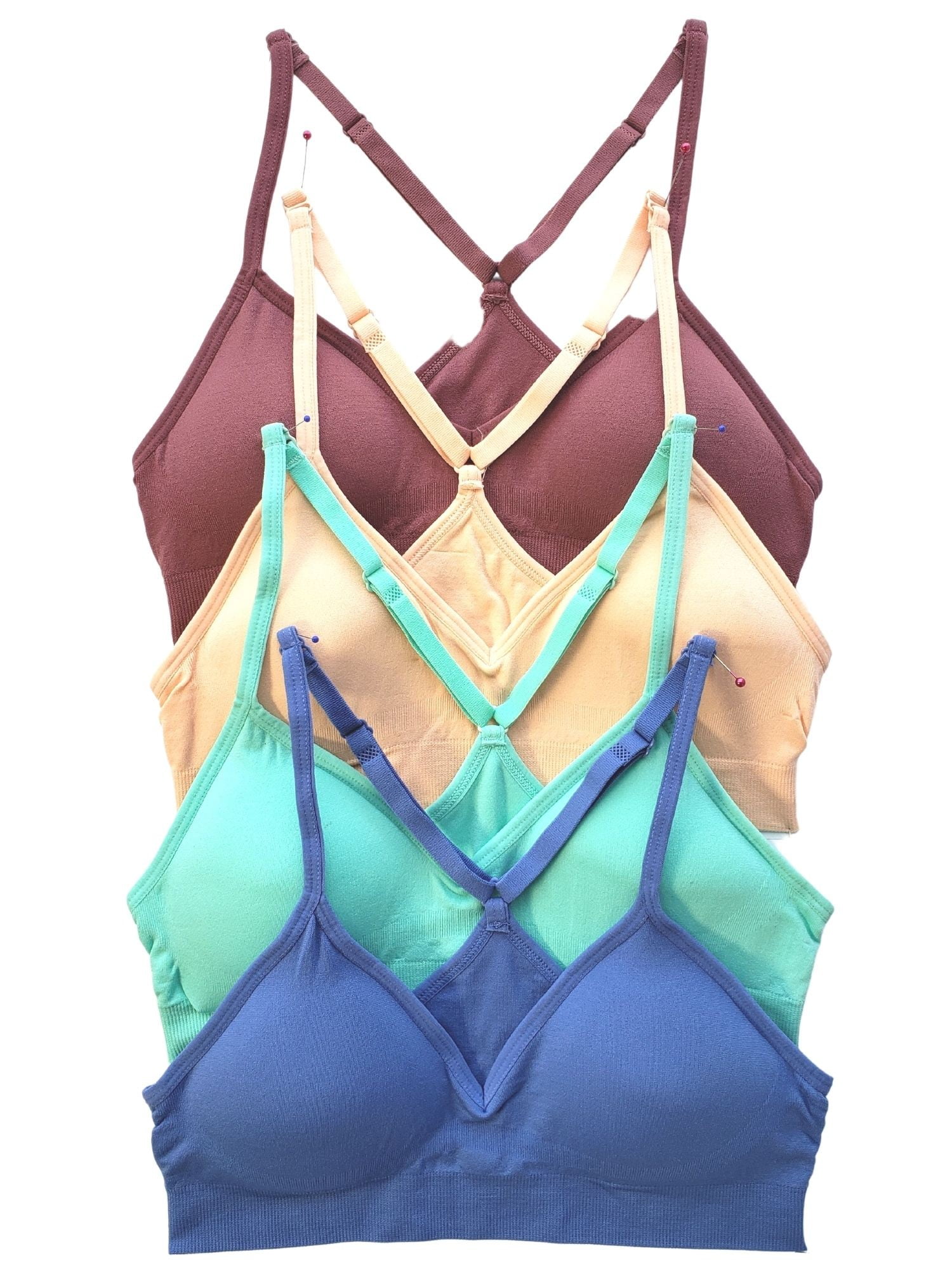 Kalon Women 4 Pack Racerback Sports Bra V Neck - Walmart.com