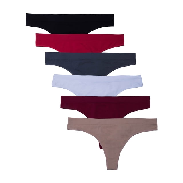 Kalon Women 6 Pack Seamless Nylon Spandex Thong Panties - Walmart.com
