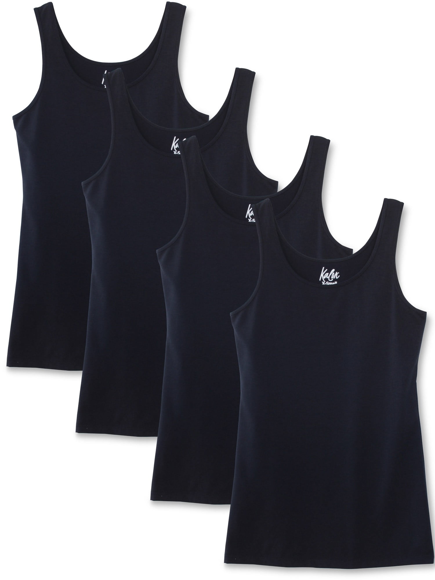 Kalon Women's 4-Pack Scoop Neck Tank Top Base Layer (4X-Large, Black ...