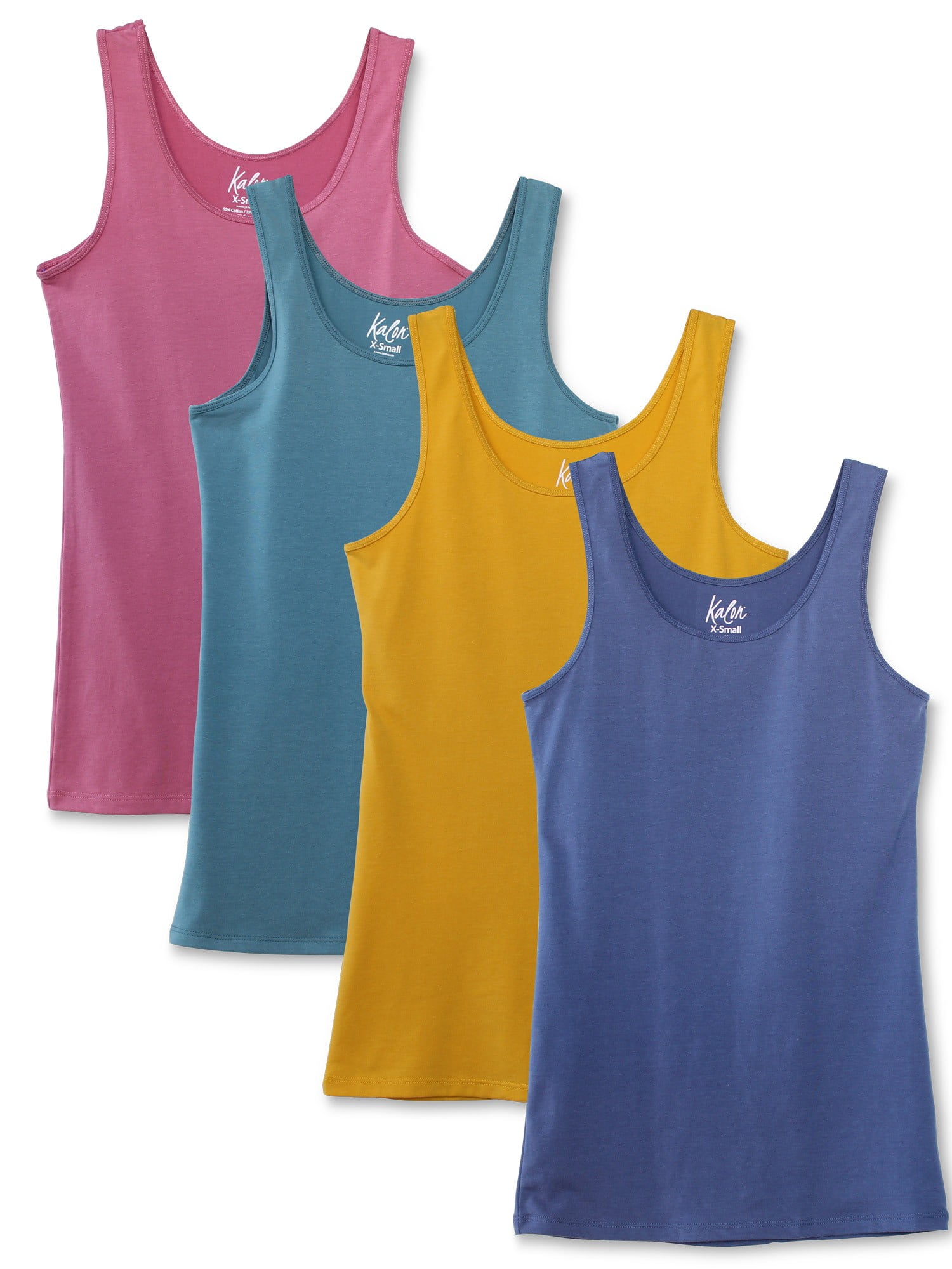 Kalon Women's 4-Pack Scoop Neck Tank Top Base Layer (4X-Large, Festival ...