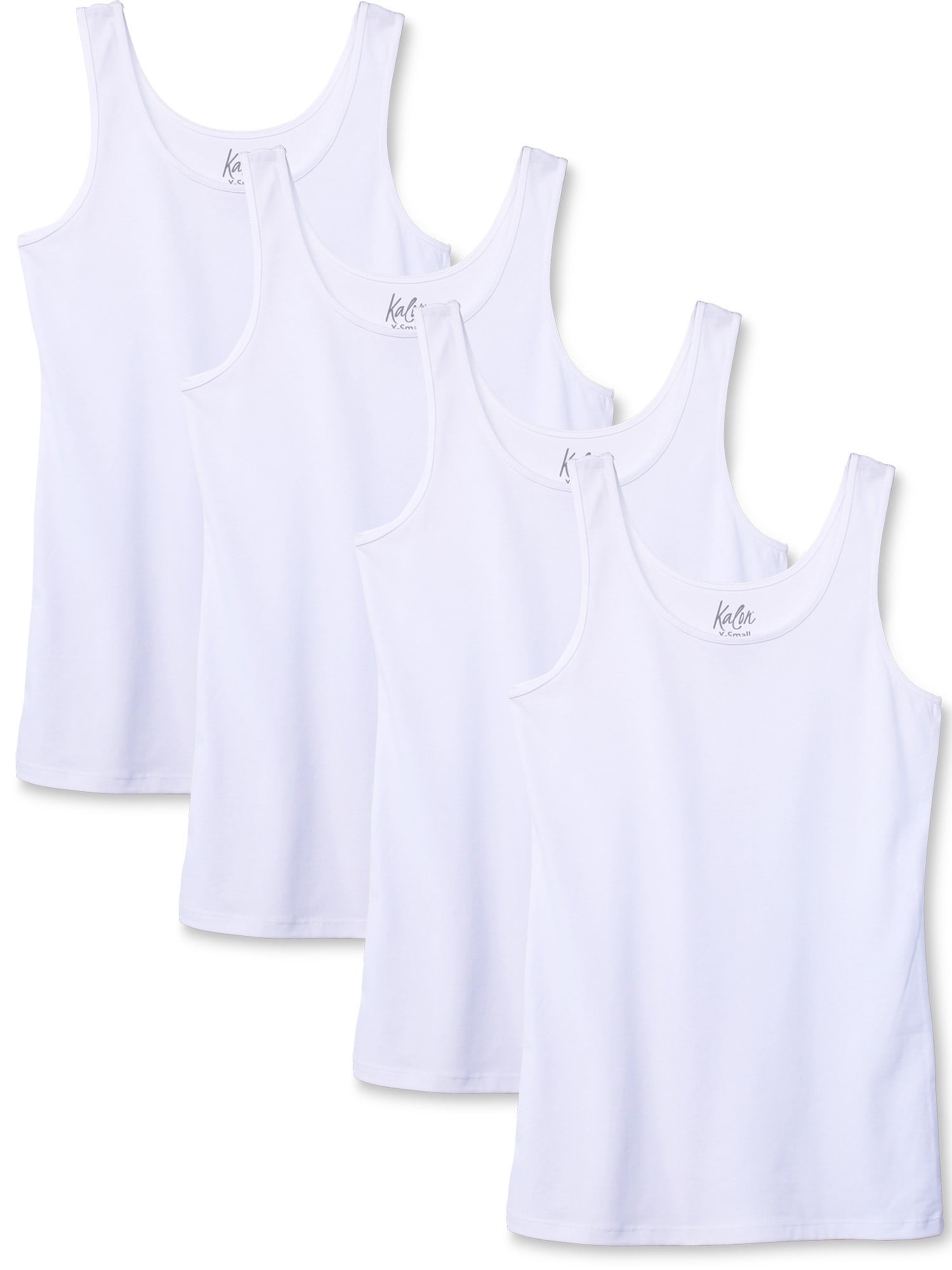 Kalon Women's 4-Pack Scoop Neck Tank Top Base Layer (4X-Large, White ...