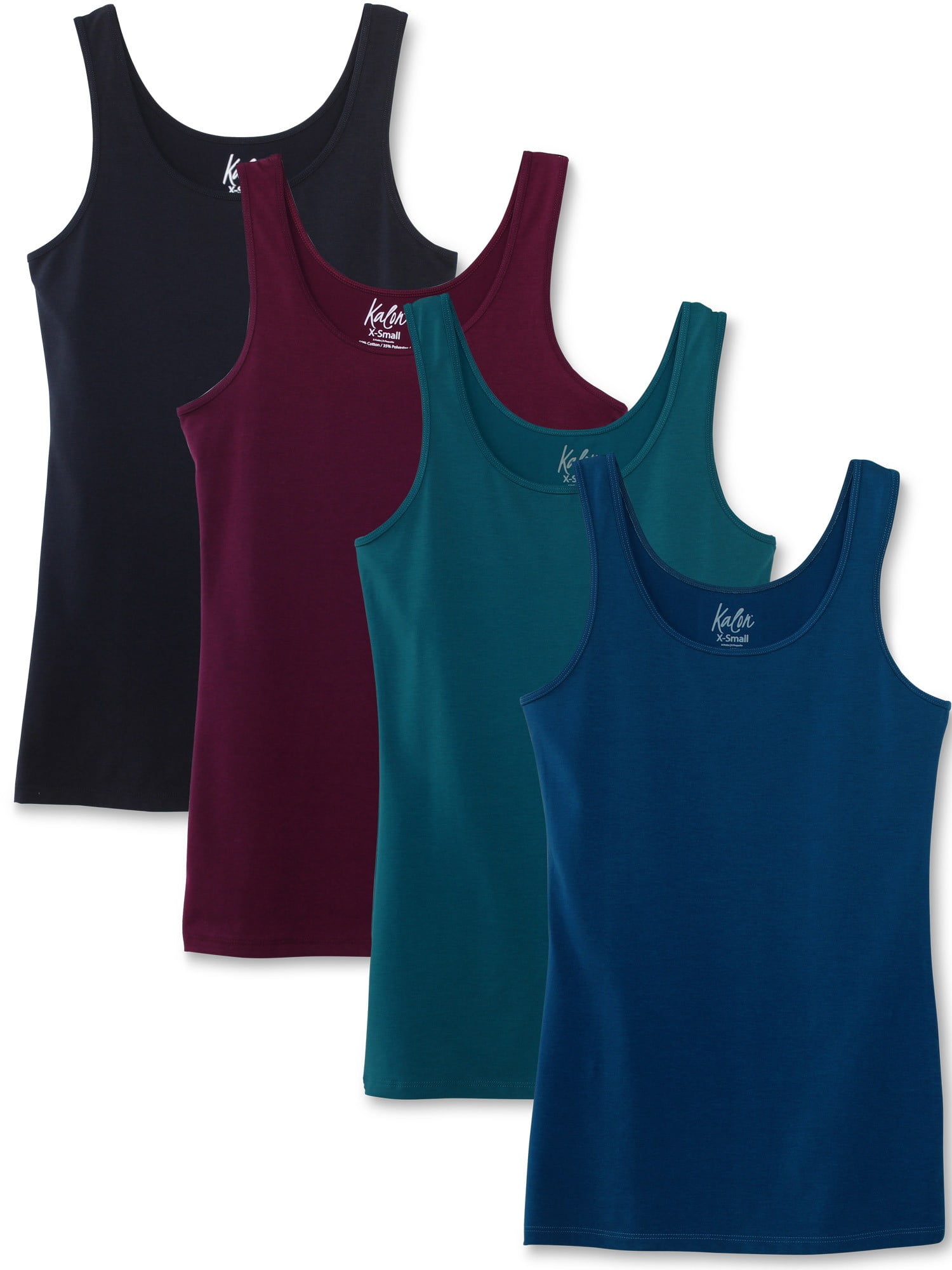 Kalon Women's 4-Pack Scoop Neck Tank Top Base Layer (X-Large, Winter ...