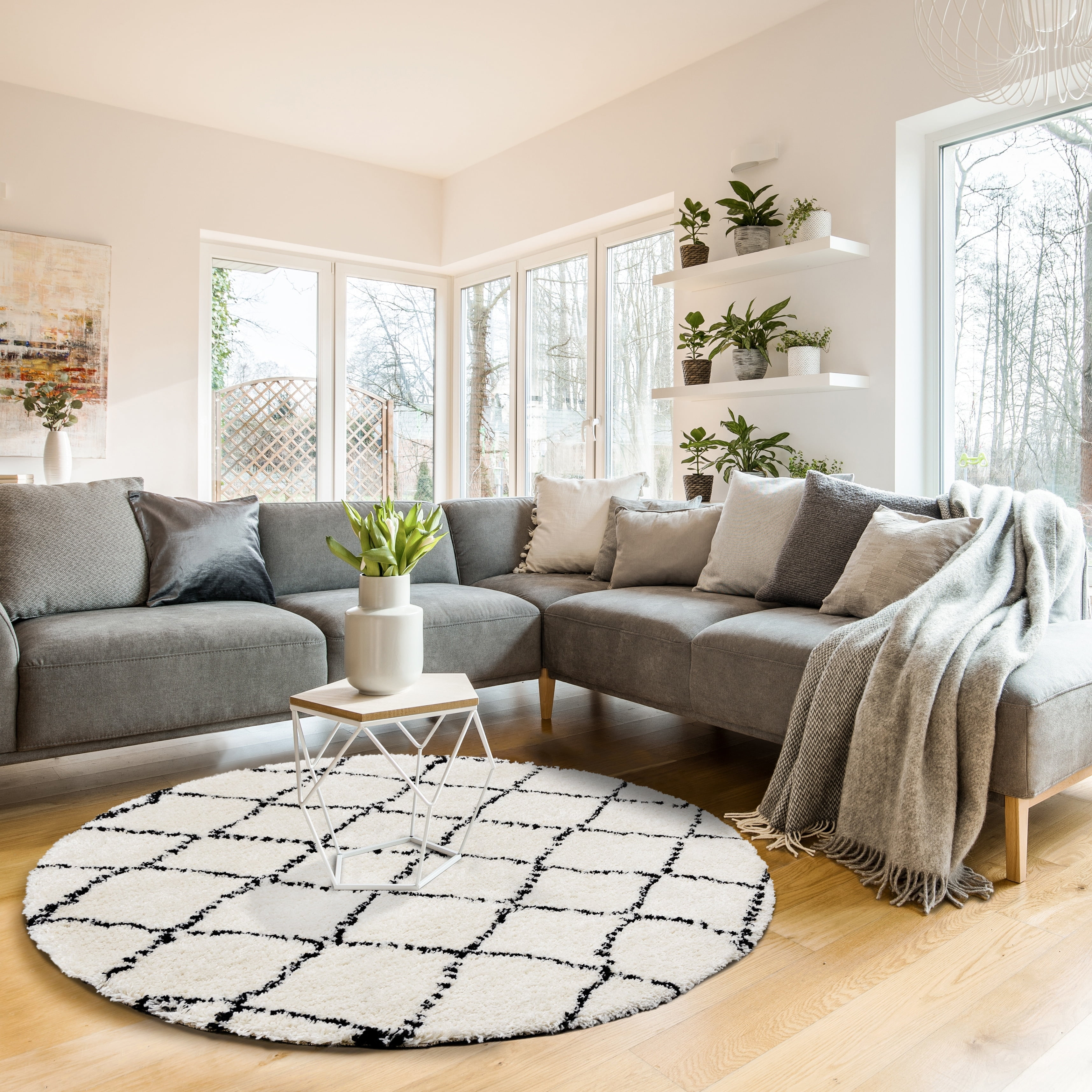 Alpine Rug Co. Miley Collection - Black/White Diamonds Soft Touch Rug ...