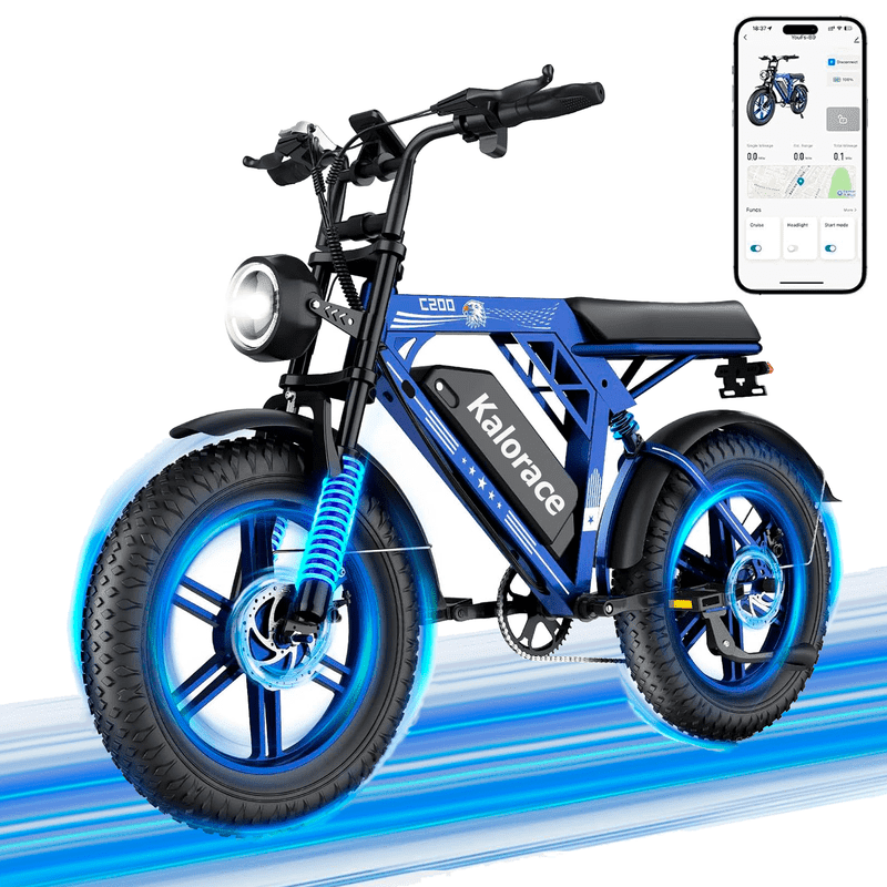 Kalorace Electric Bike Motorcycle for Adults 20"Fat Tire,1500W High ...