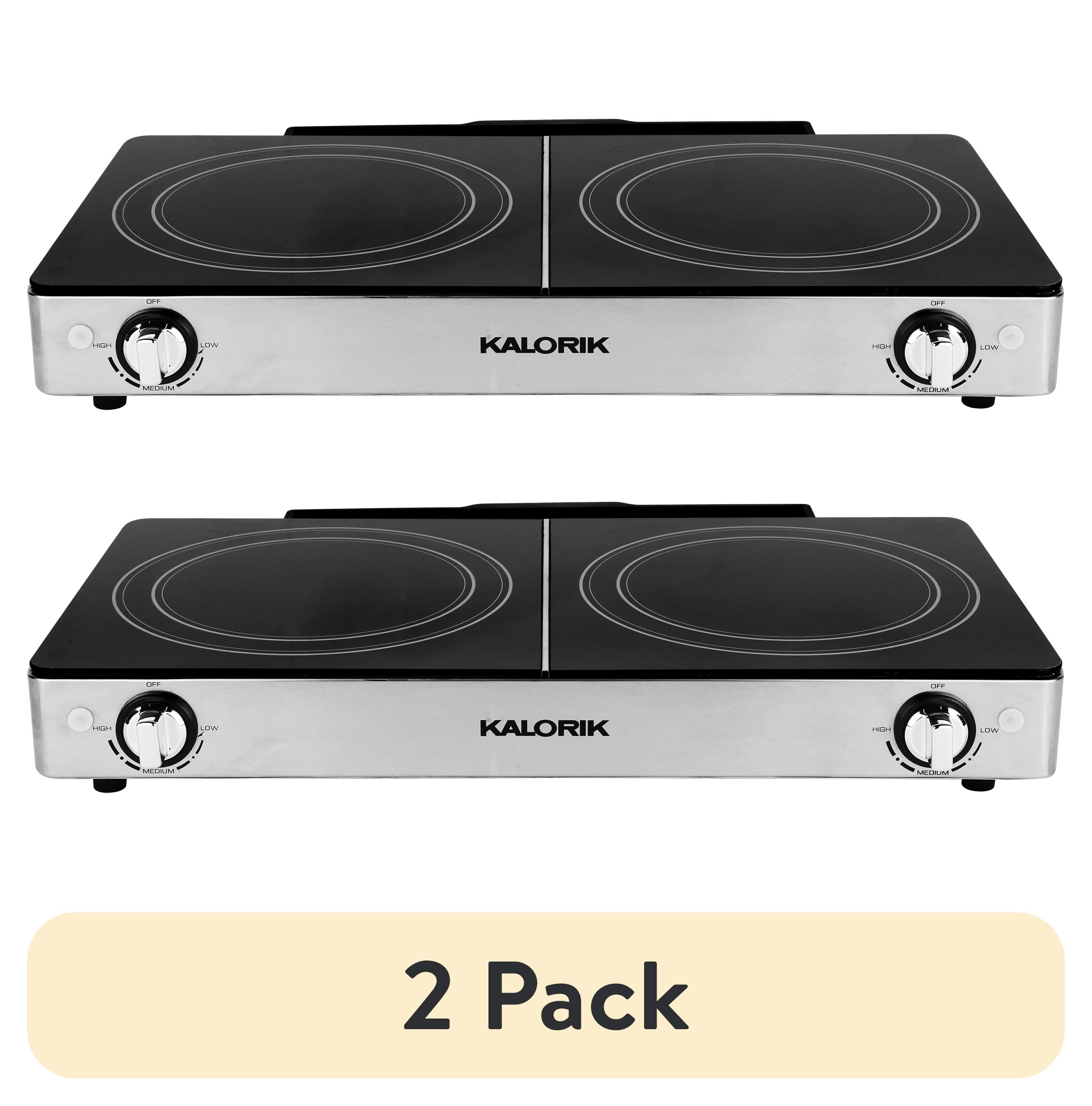(2 pack) Kalorik® Pro Double Griddle and Cooktop, Stainless Steel ...