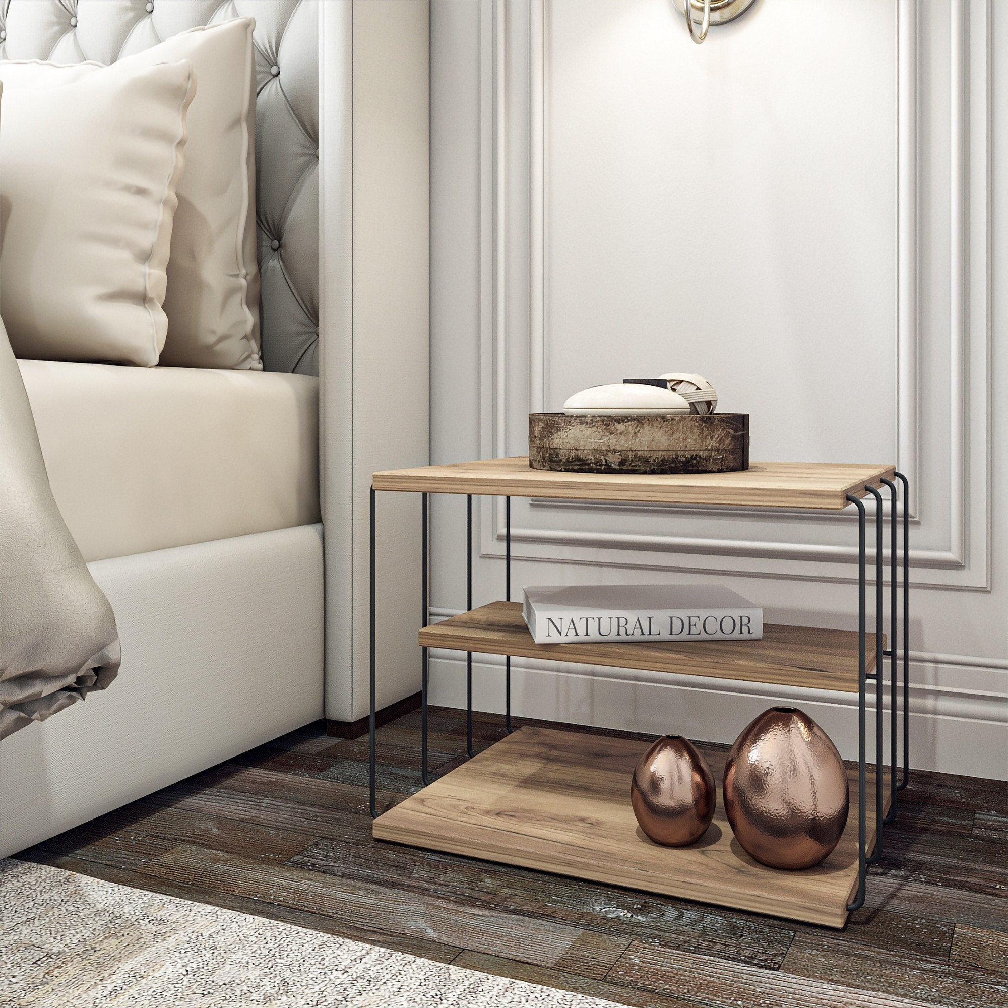 Kalune Design - Lifon - Atlantic Pine,Black Side Table - Walmart.com