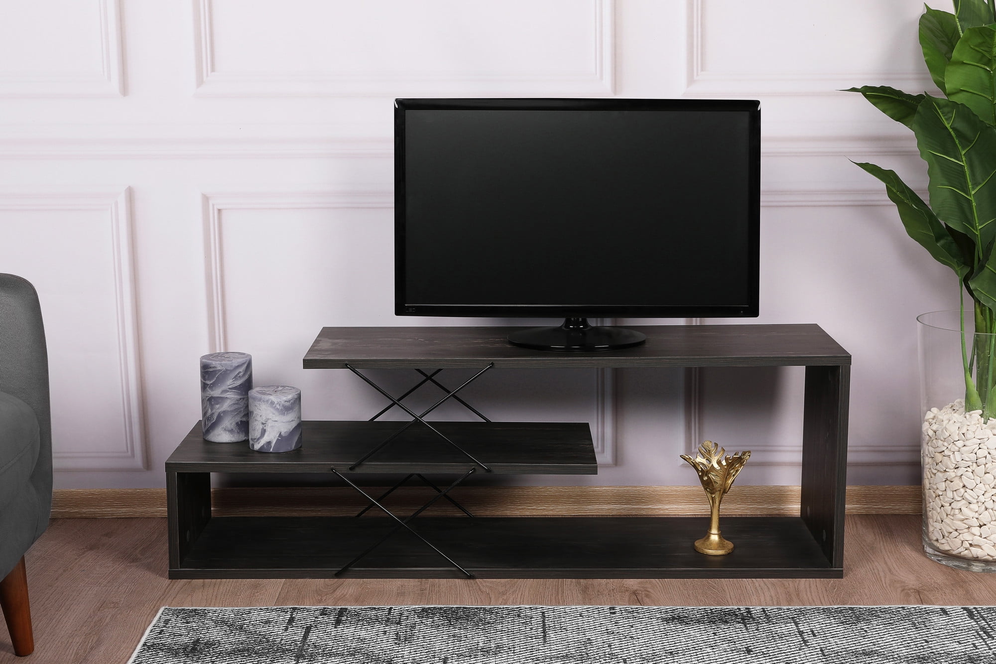 Kalune Design - Zigzag - Dark Brown TV Stand - Walmart.com