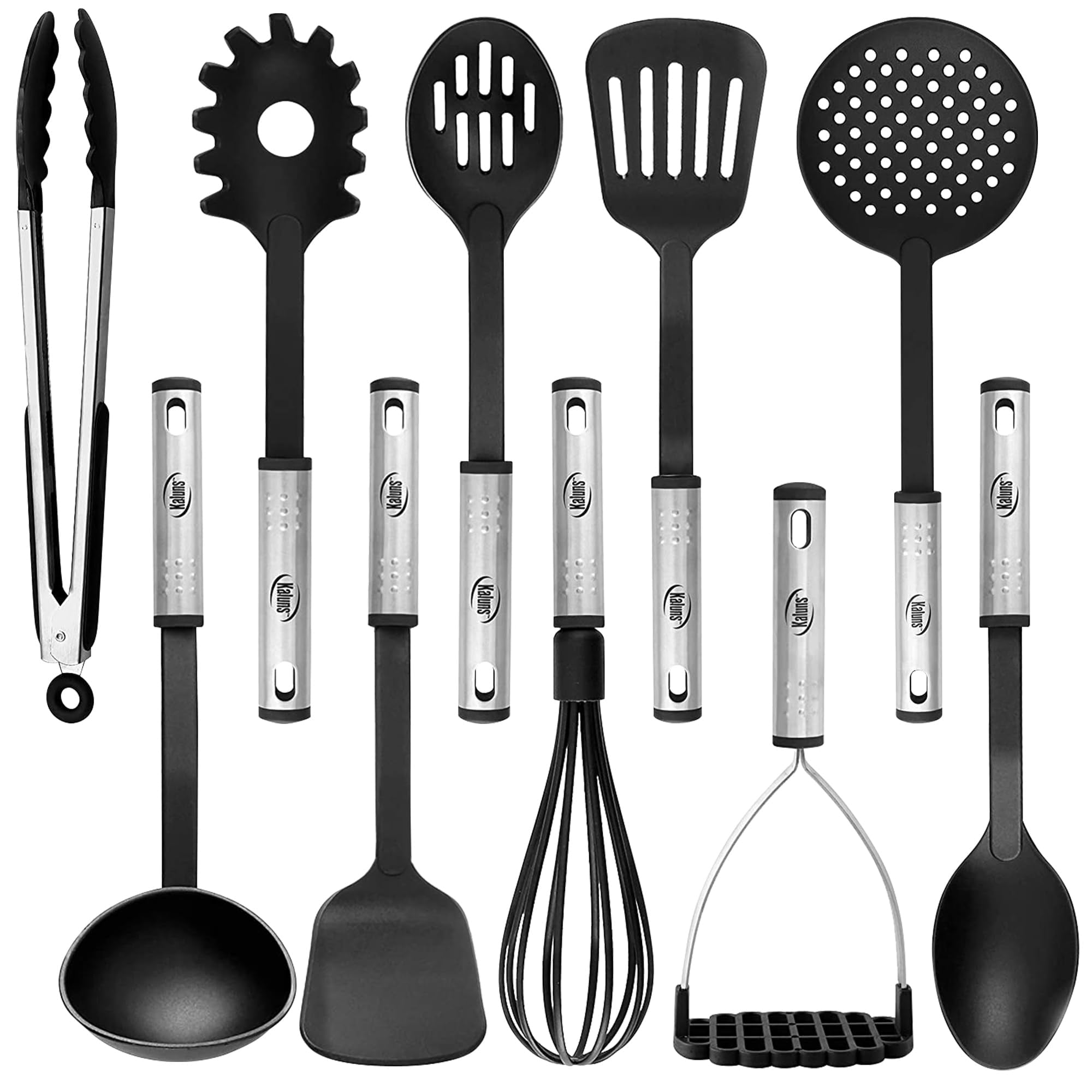 Kaluns 10-Pc Heat-Resistant Nylon & Stainless Steel Cookware Utensil ...
