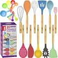 Kaluns 21 Pcs Wood and Silicone Kitchen Utensils Set for Cooking ...