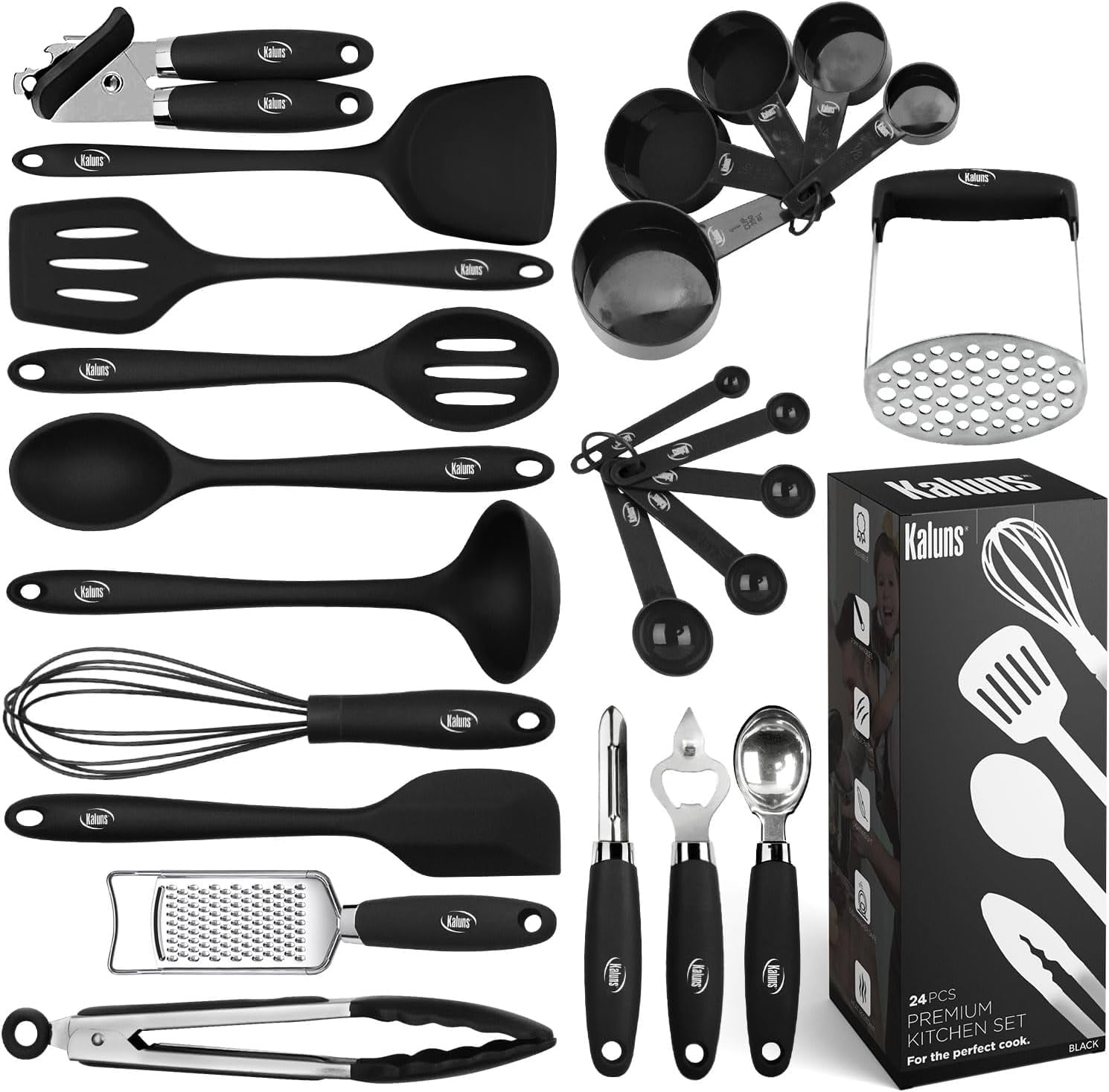 Kaluns 24-Pc Silicone Cooking Utensils Set, Apartment Essentials ...