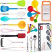 Zulay Kitchen Non-Stick Silicone Utensils Set with Acacia Wood Handles ...