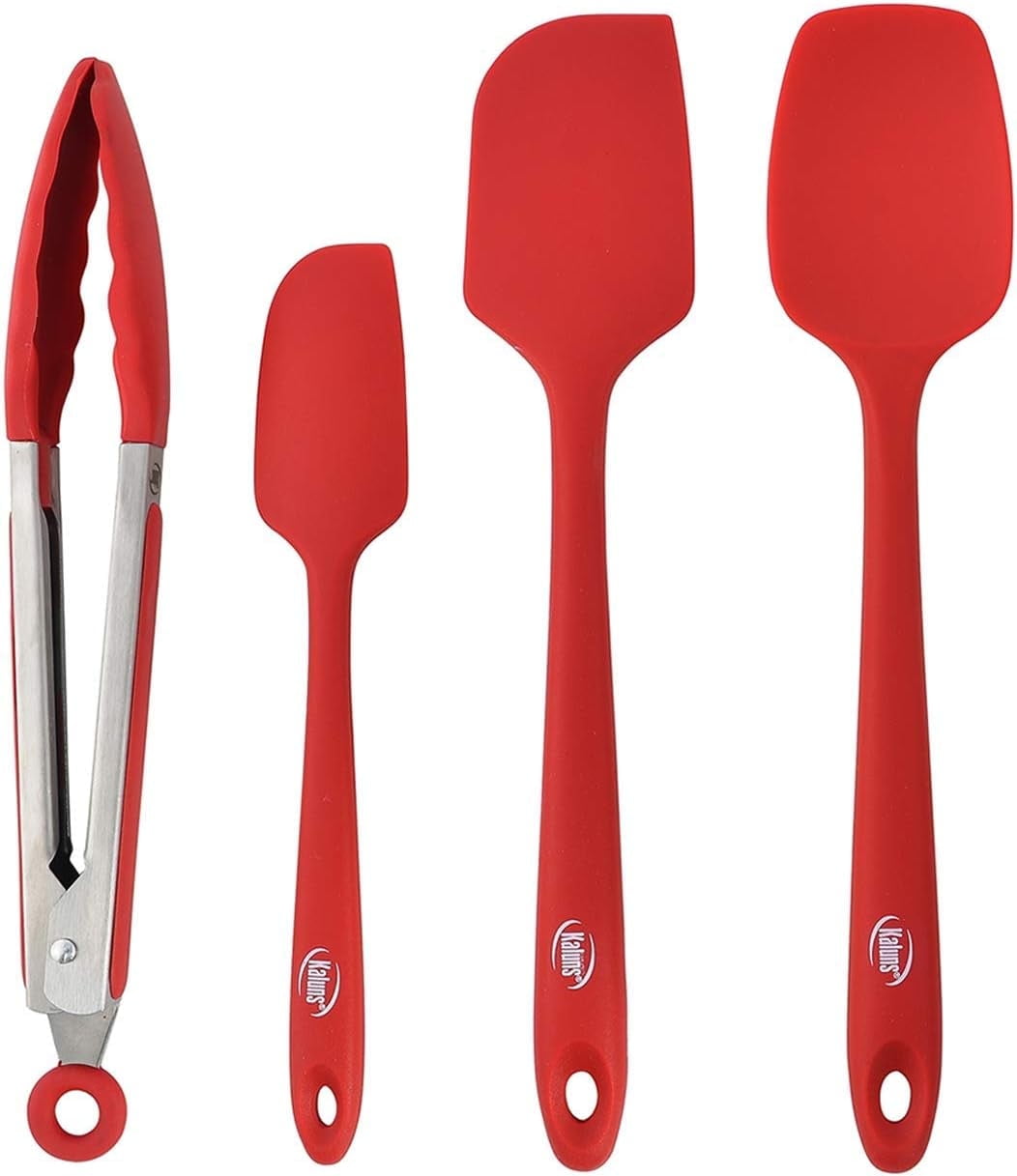 Kaluns 4-Piece Spatula set Red Includes 3 Silicone Spatulas and One 9 ...