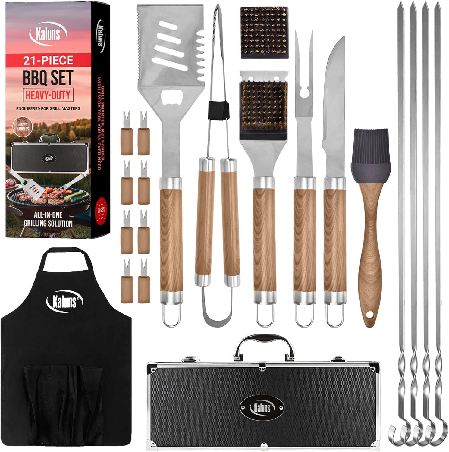 Kaluns Grilling Accessories, 21 Pcs Heavy Duty Stainless Steel Grill ...