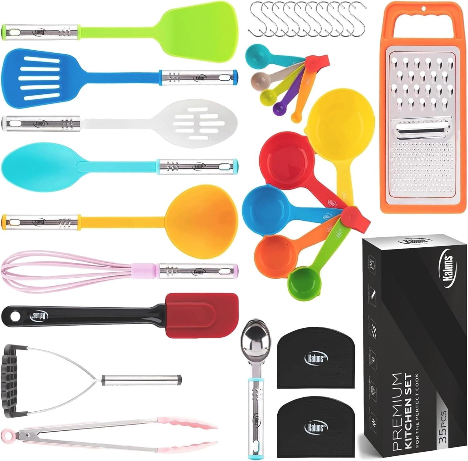 Kaluns 35 Pcs Kitchen Utensils Set - Nonstick Heat Resistant Nylon ...