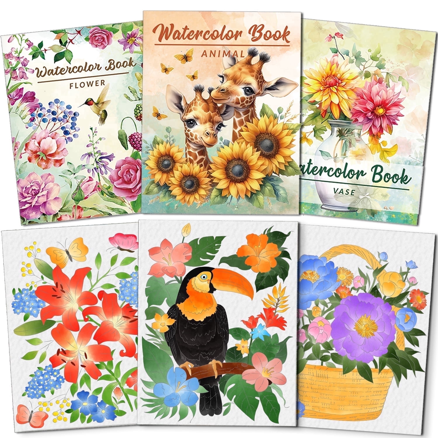 Kalysky 3 Watercolor Coloring Book, Watercolor Workbook, Flowers ...