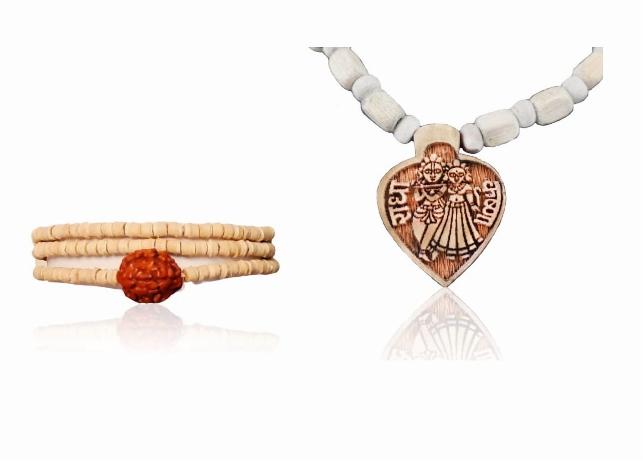 Kamada Combination of Rudraksha Tulsi mala and exquisite radha krishna ...