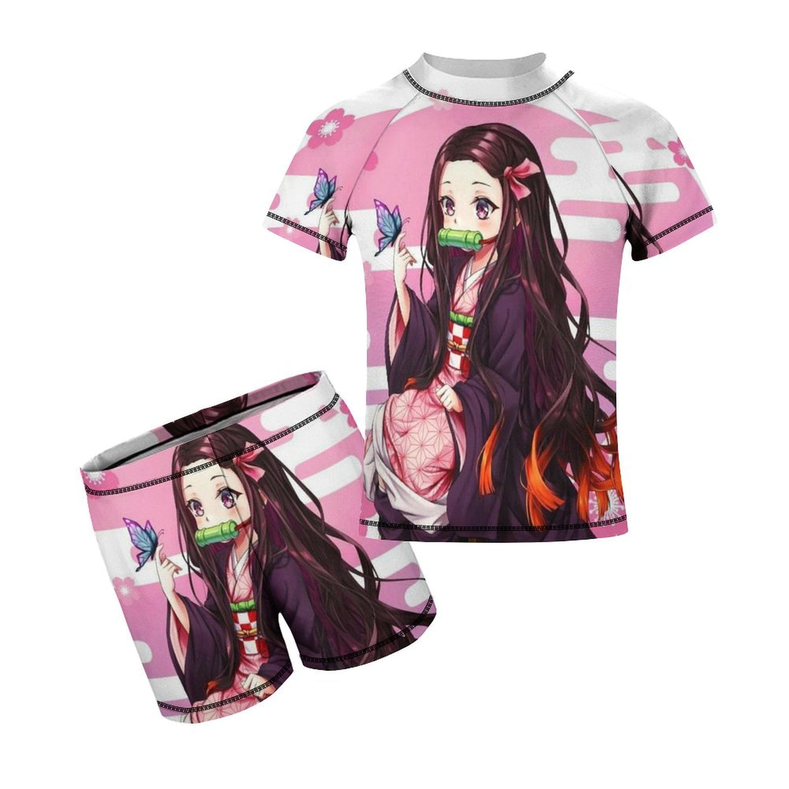 Kamado Nezuko Boys 2-Piece Swimsuit Set Bathing Suit Short Sleeve ...