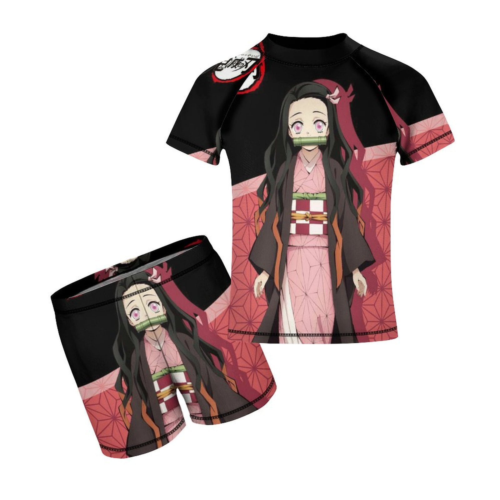 Kamado Nezuko Boys 2-Piece Swimsuit Set Bathing Suit Short Sleeve ...
