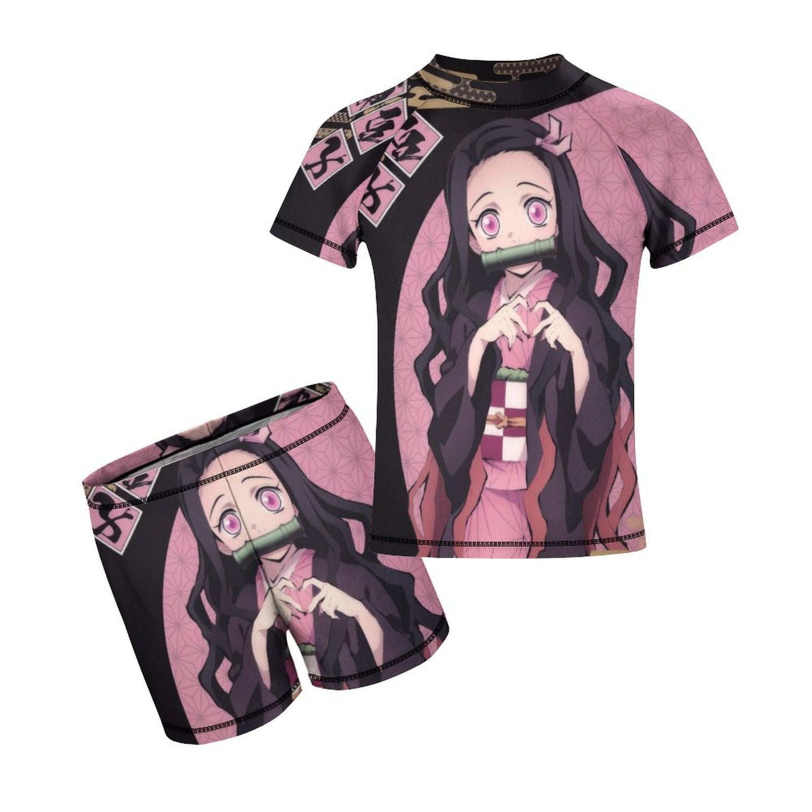 Kamado Nezuko Boys 2-Piece Swimsuit Set Bathing Suit Short Sleeve ...