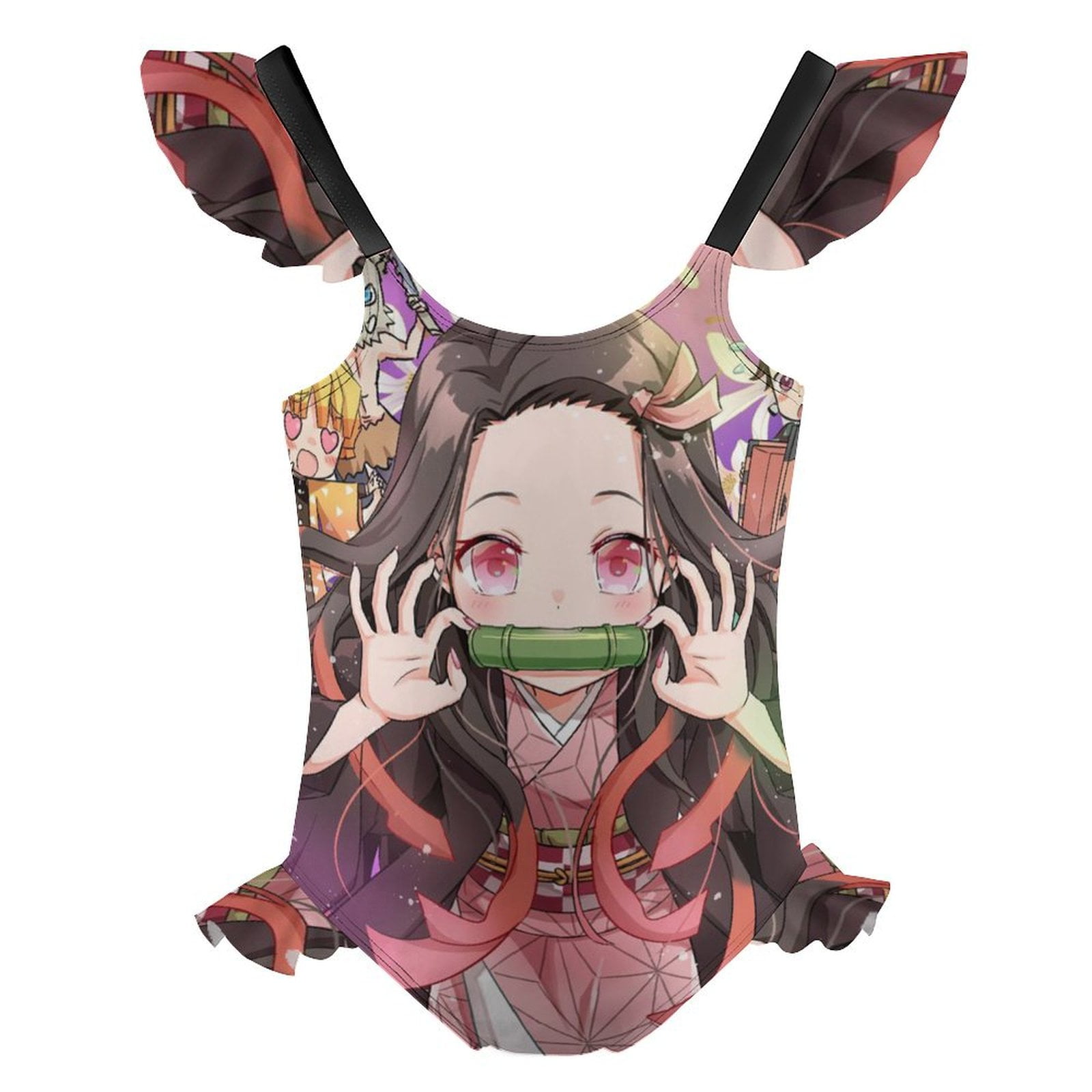 Kamado Nezuko Girls Swimsuit Ruffle One-piece Beachwear Kids Cute Swimwear Summer Bathing Suit 7 ...