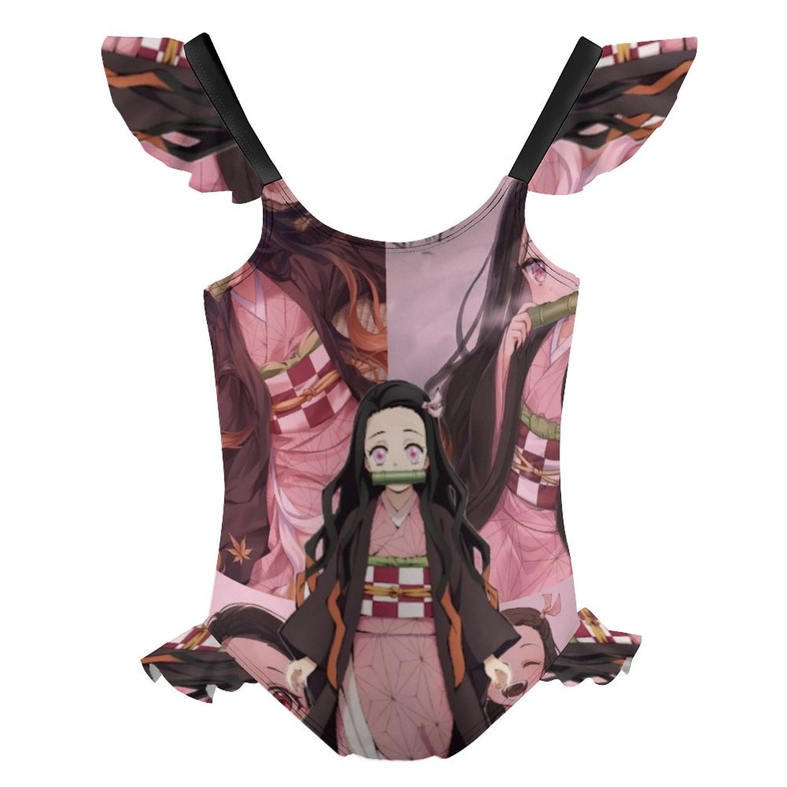 Kamado Nezuko Girls Swimsuit Ruffle One-piece Beachwear Kids Cute Swimwear Summer Bathing Suit 7 ...