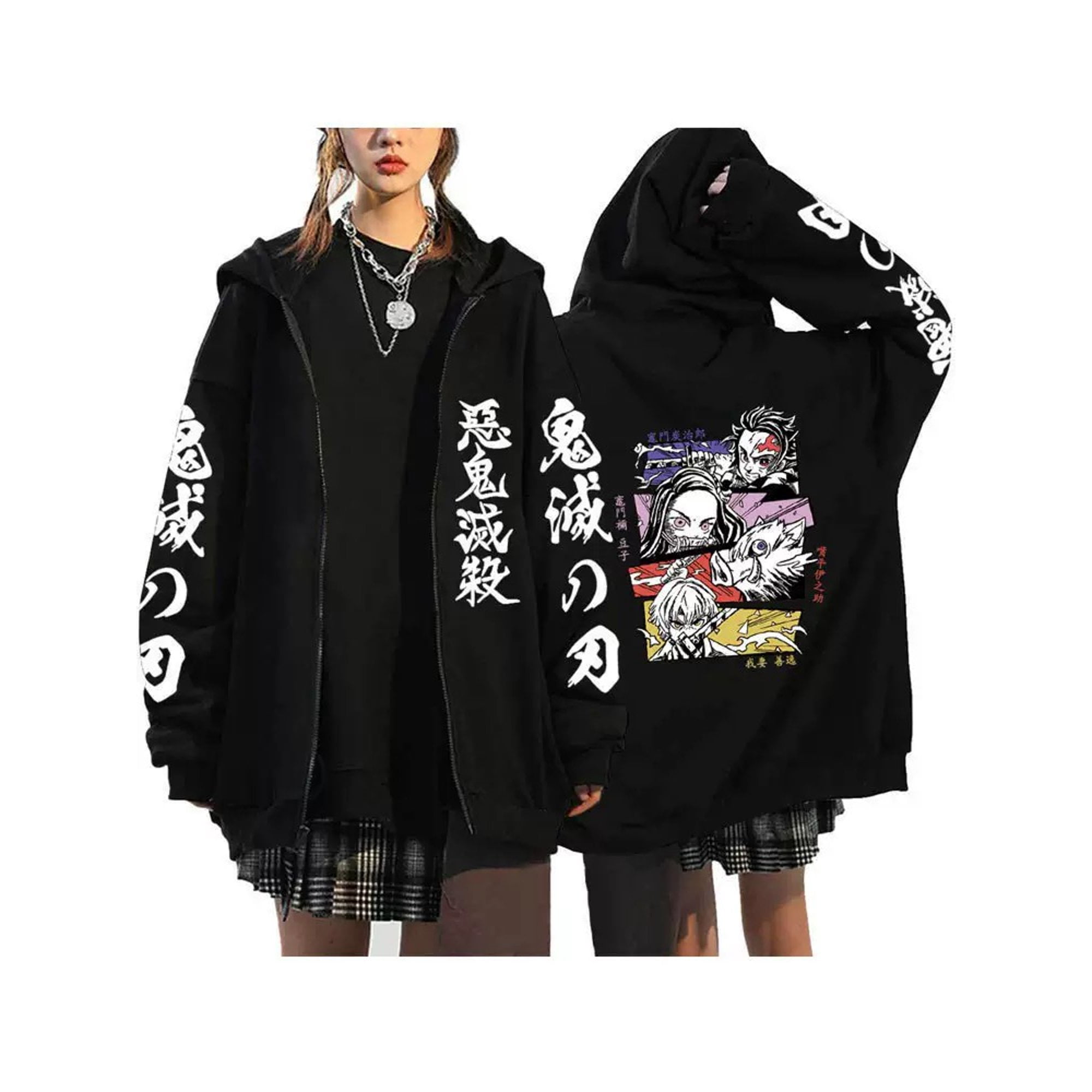 Kamado Nezuko Hoodie Jacket Tanjiro Zipper Sweatshirt Anime Nezuko ...