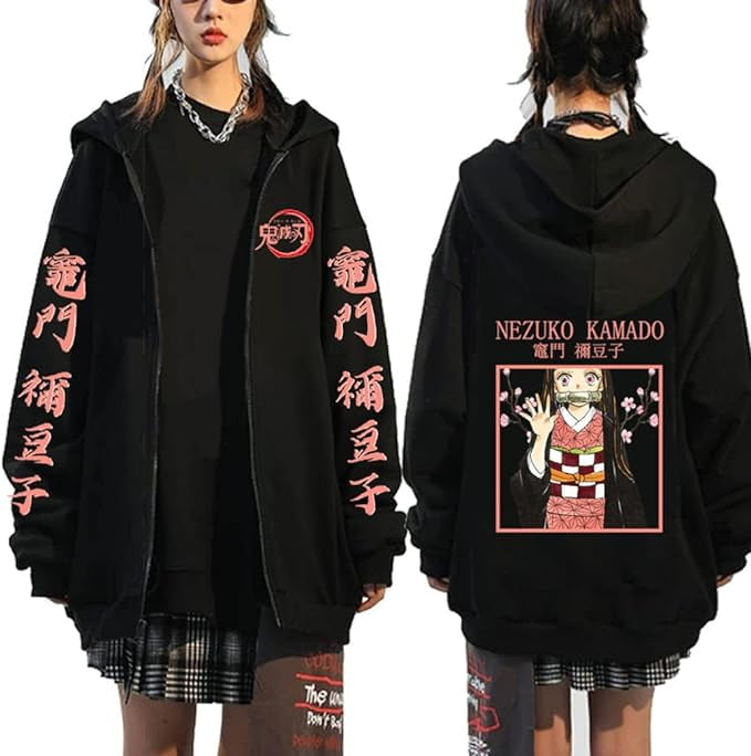 Kamado Nezuko Hoodie Jacket Tanjiro Zipper Sweatshirt Anime Nezuko ...