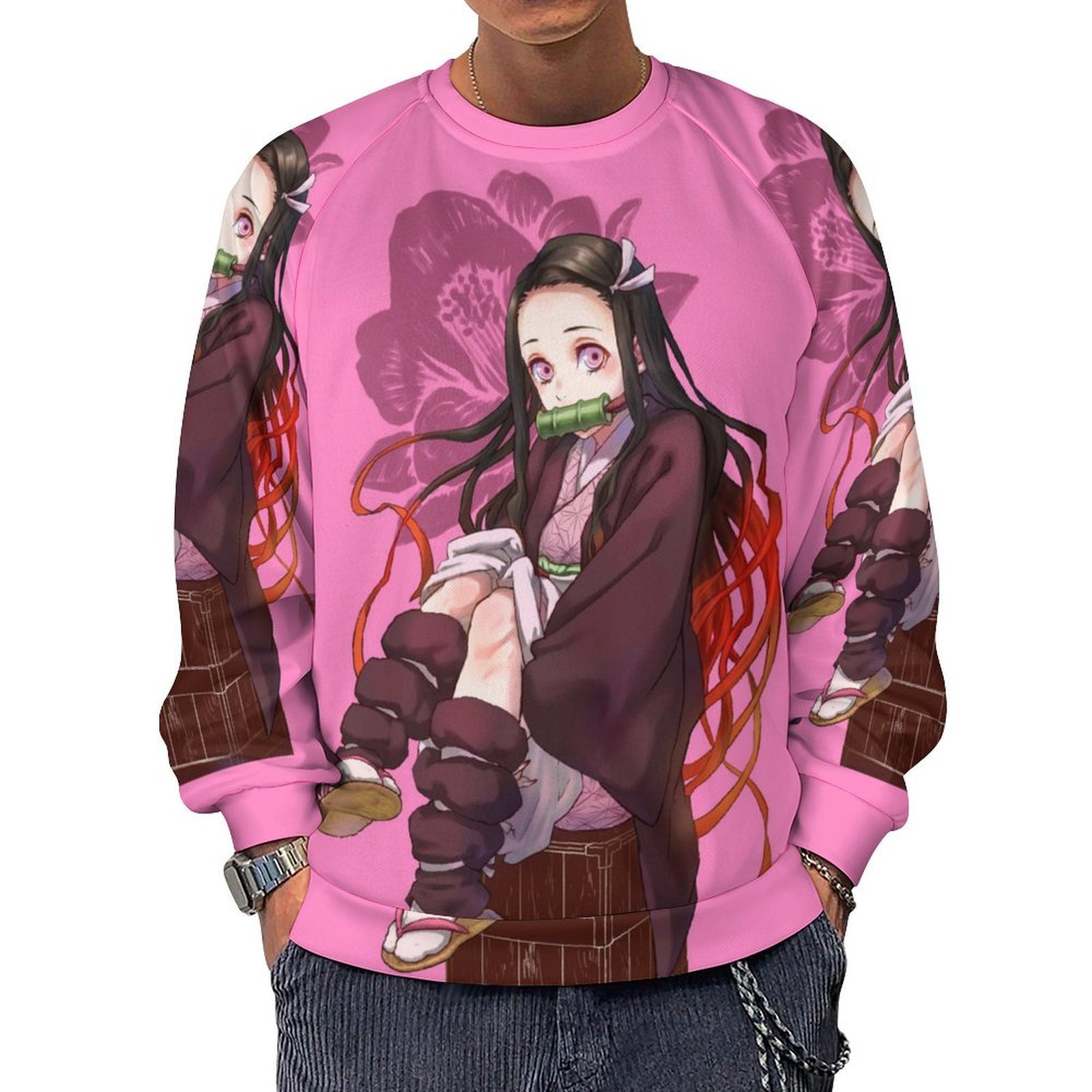 Kamado Nezuko Mens Crew Neck Sweatshirt 3D Printing Fall Clothes Long ...