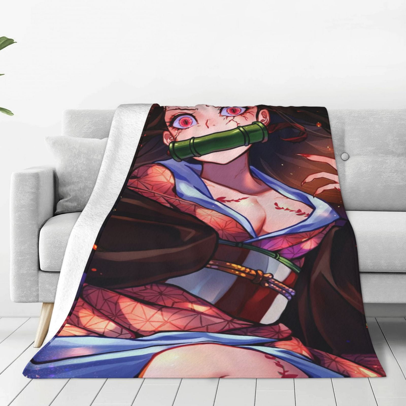 Kamado Nezuko Soft Cozy Fleece Throw Blanket Plush Lightweight Warm Fuzzy Flannel Blankets and ...