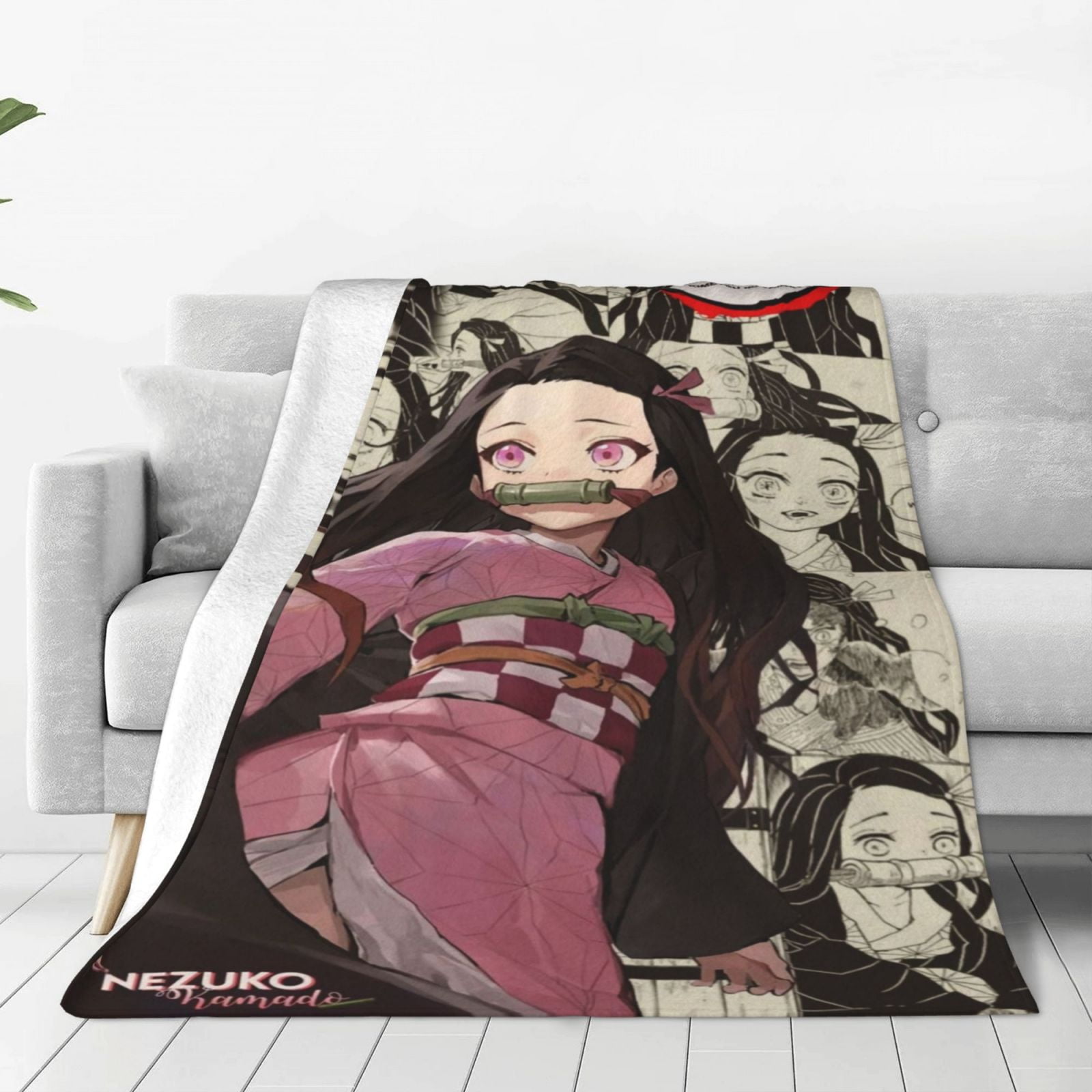 Kamado Nezuko Soft Cozy Fleece Throw Blanket Plush Lightweight Warm Fuzzy Flannel Blankets and ...