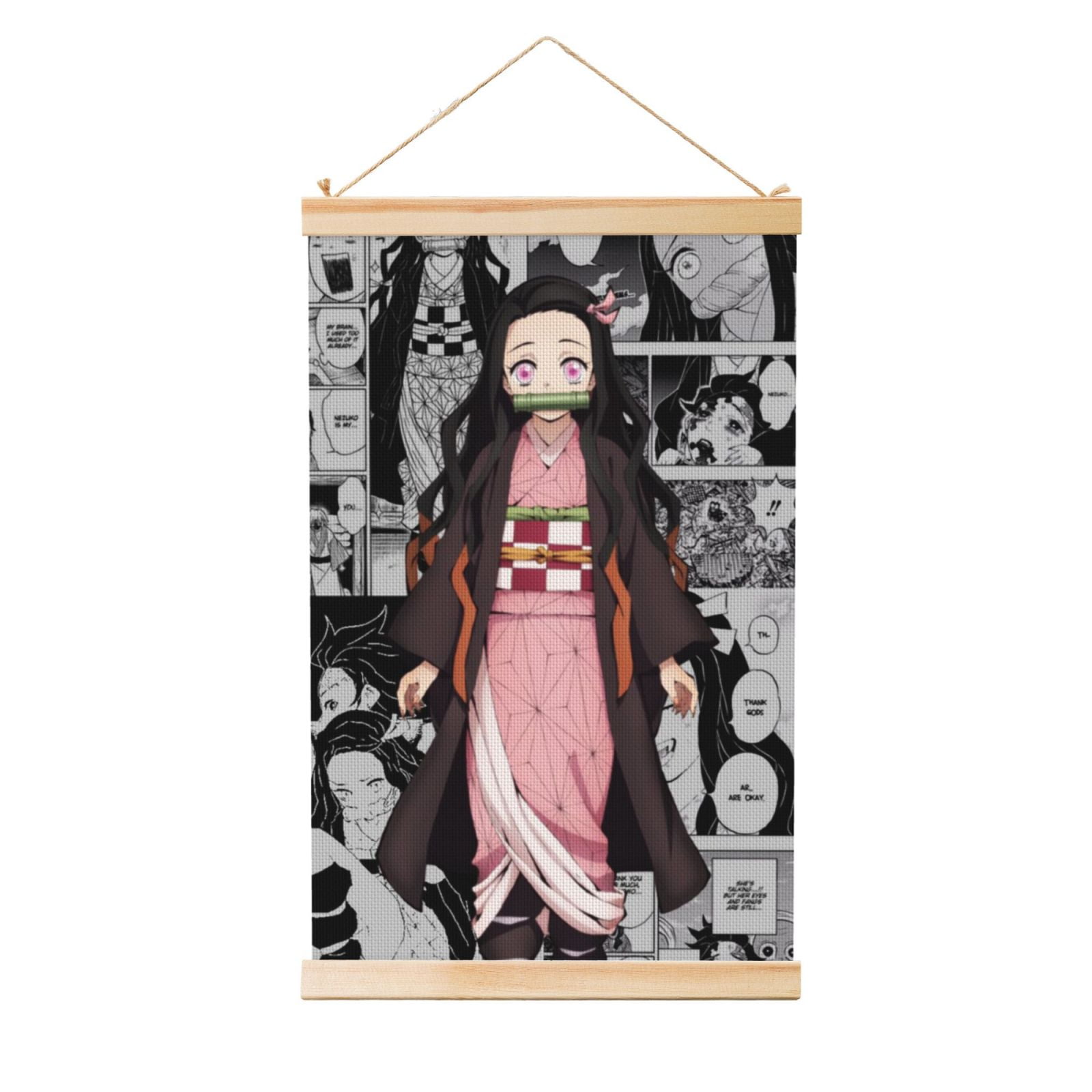 Kamado Nezuko Wooden Shaft Hanging Poster Home Decor Poster Wall Art ...
