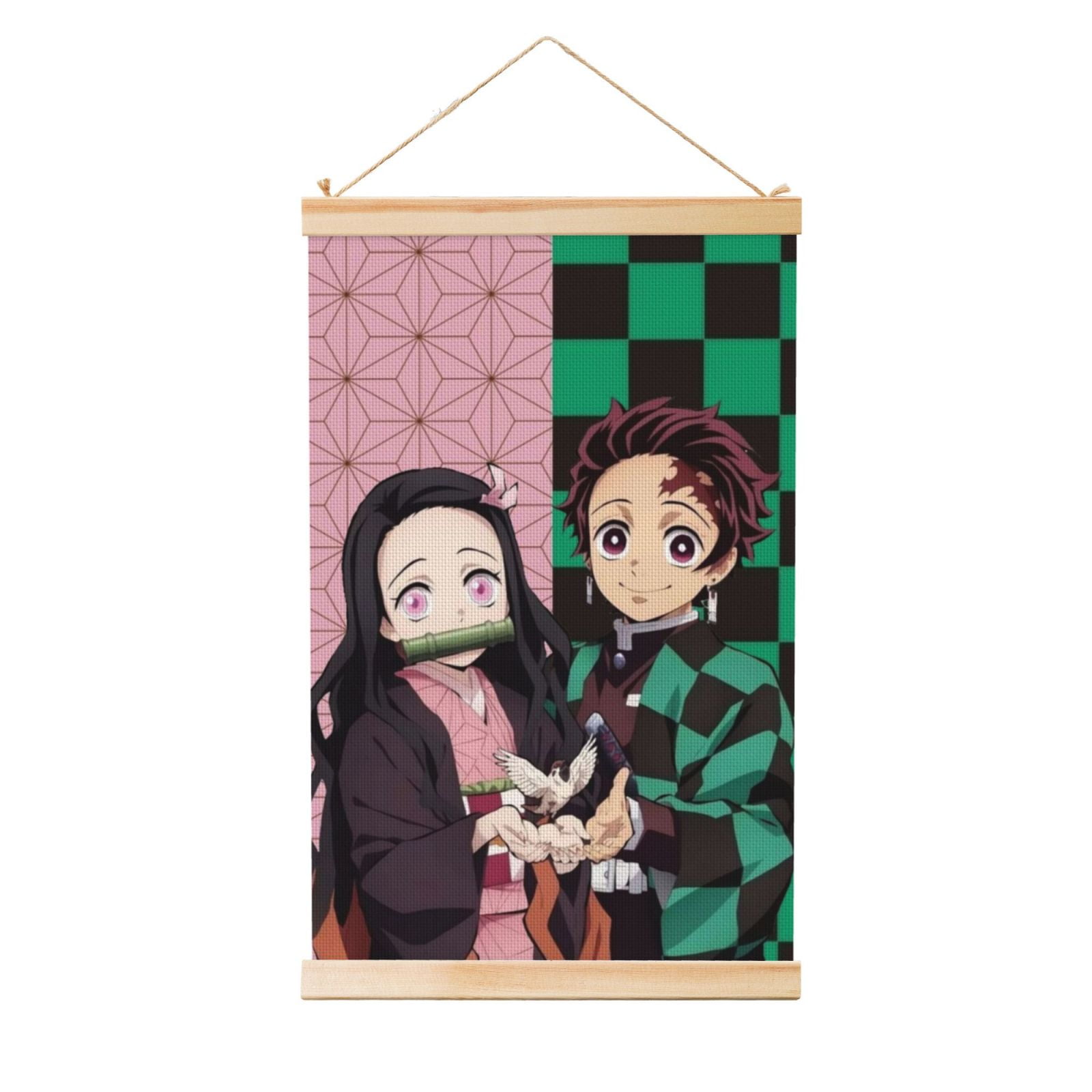 Kamado Nezuko Wooden Shaft Hanging Poster Home Decor Poster Wall Art ...