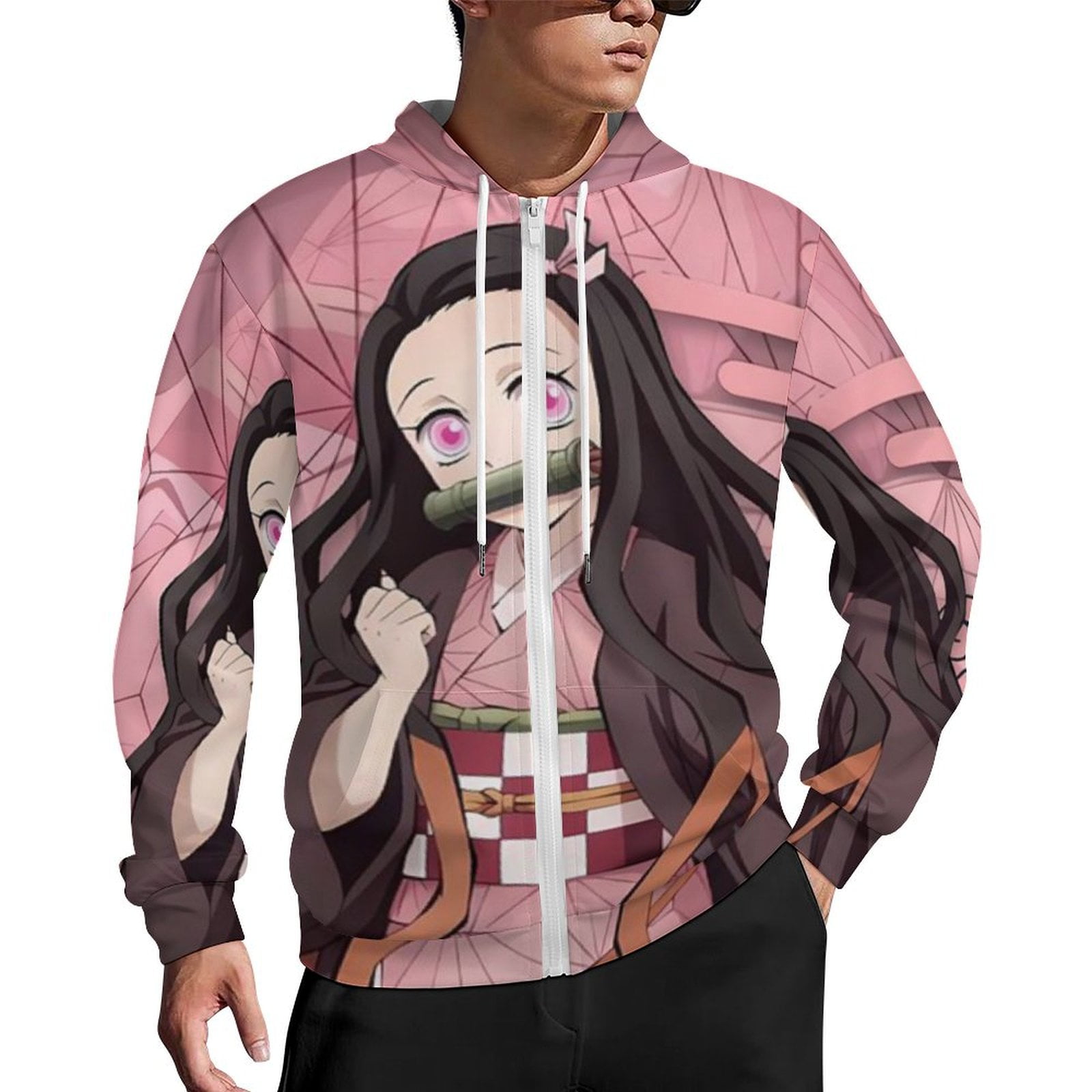 Kamado Nezuko Zip Up Hoodies Unisex Realistic 3D Print Sweatshirt Long ...