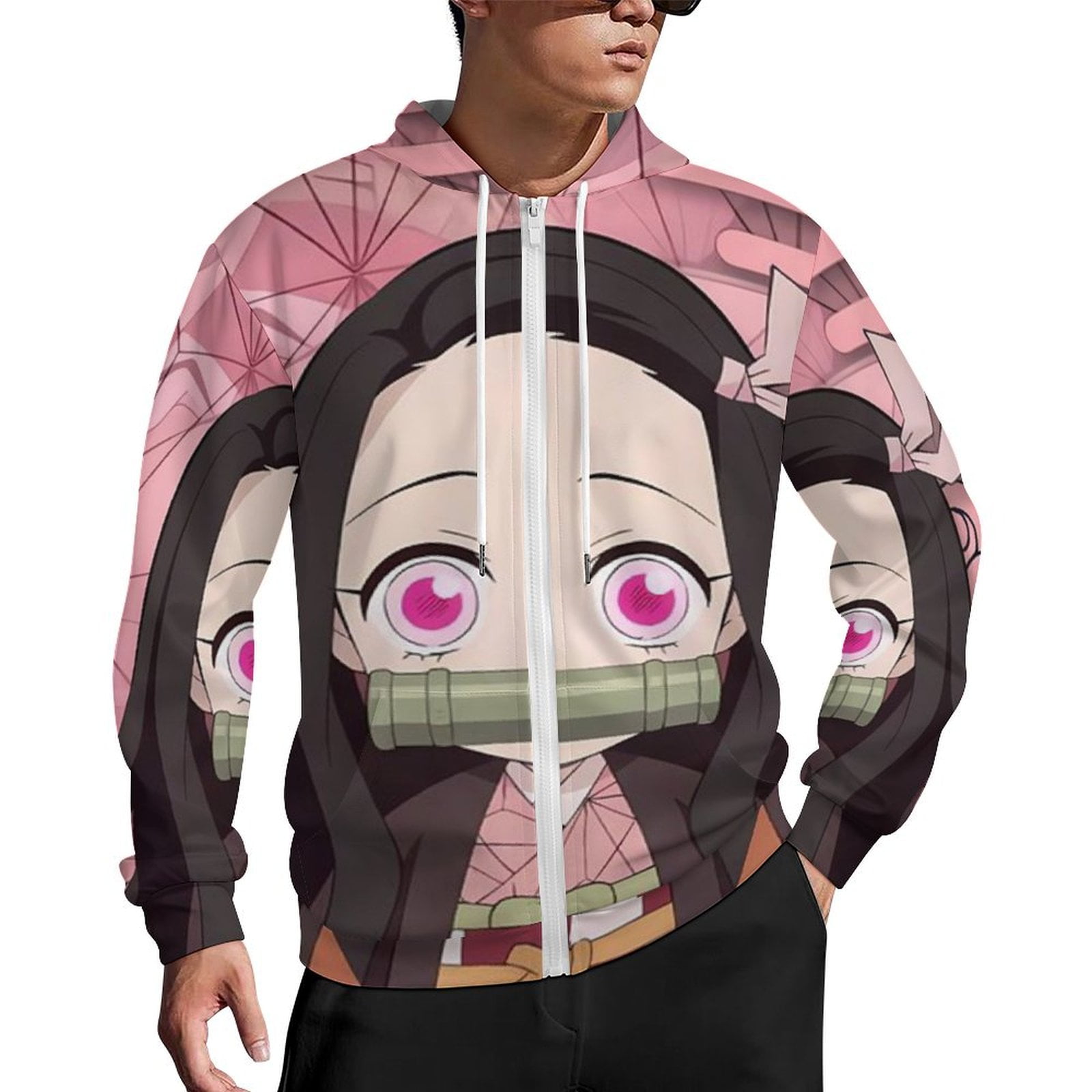 Kamado Nezuko Zip Up Hoodies Unisex Realistic 3D Print Sweatshirt Long ...