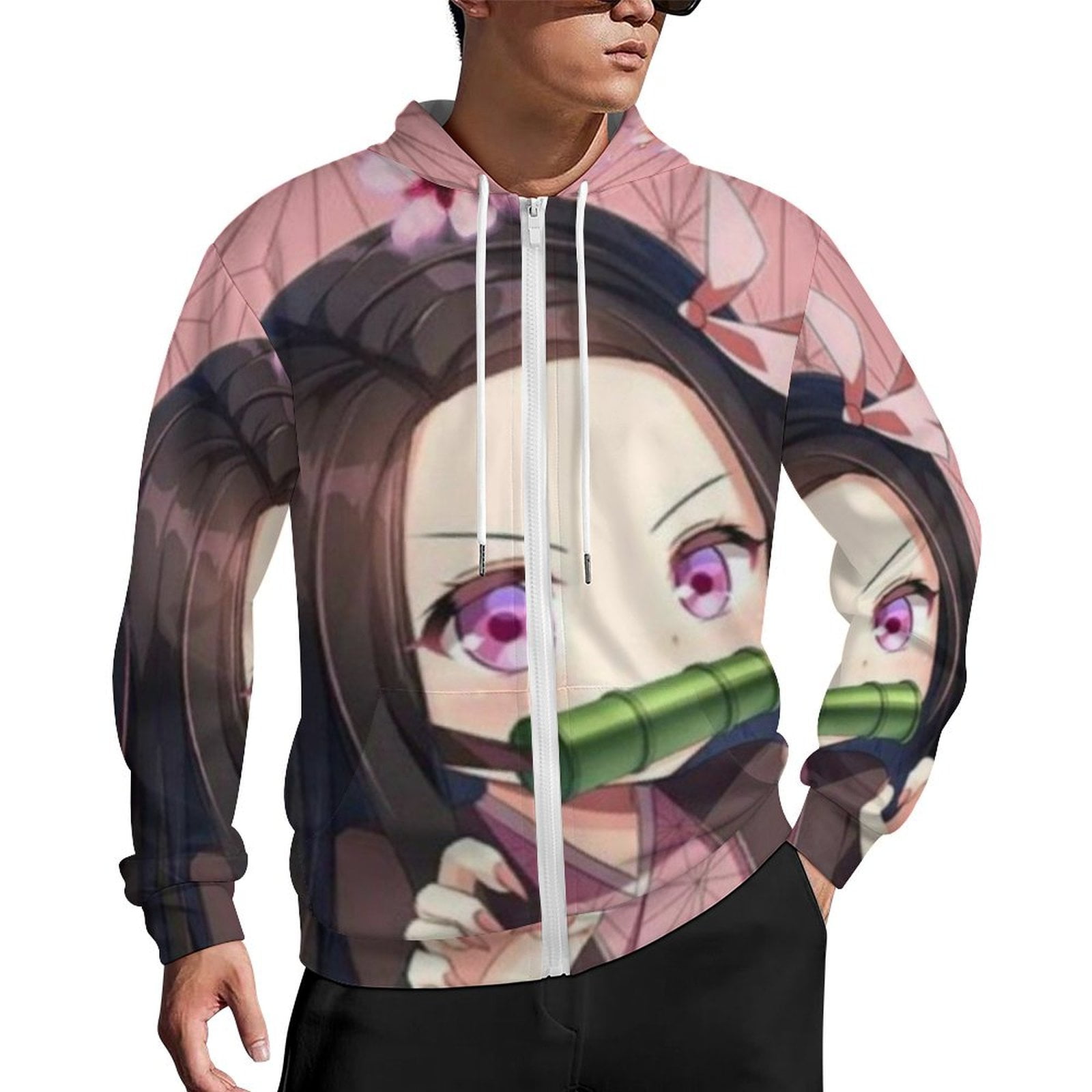 Kamado Nezuko Zip Up Hoodies Unisex Realistic 3D Print Sweatshirt Long ...