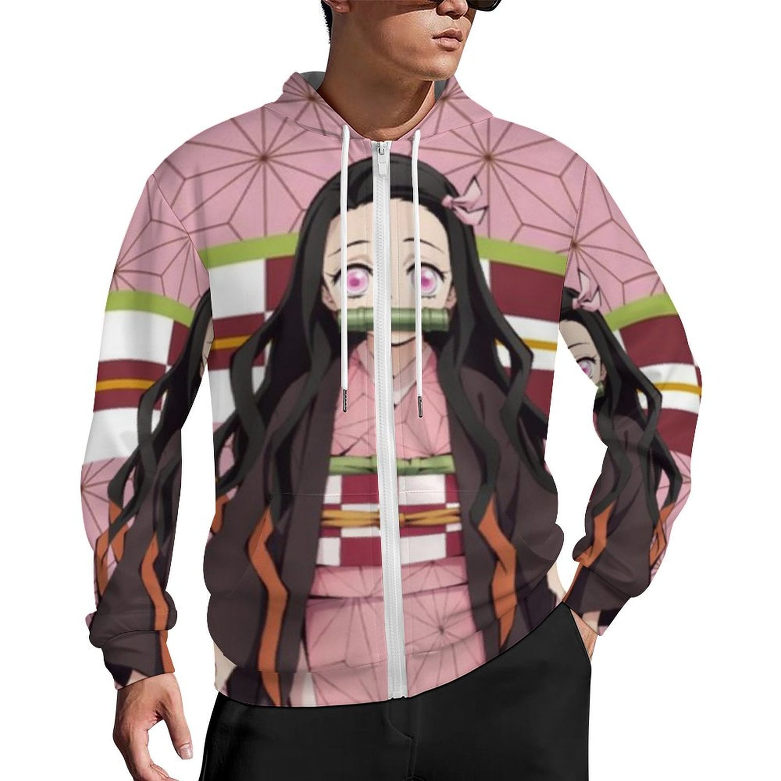 Kamado Nezuko Zip Up Hoodies Unisex Realistic 3D Print Sweatshirt Long ...