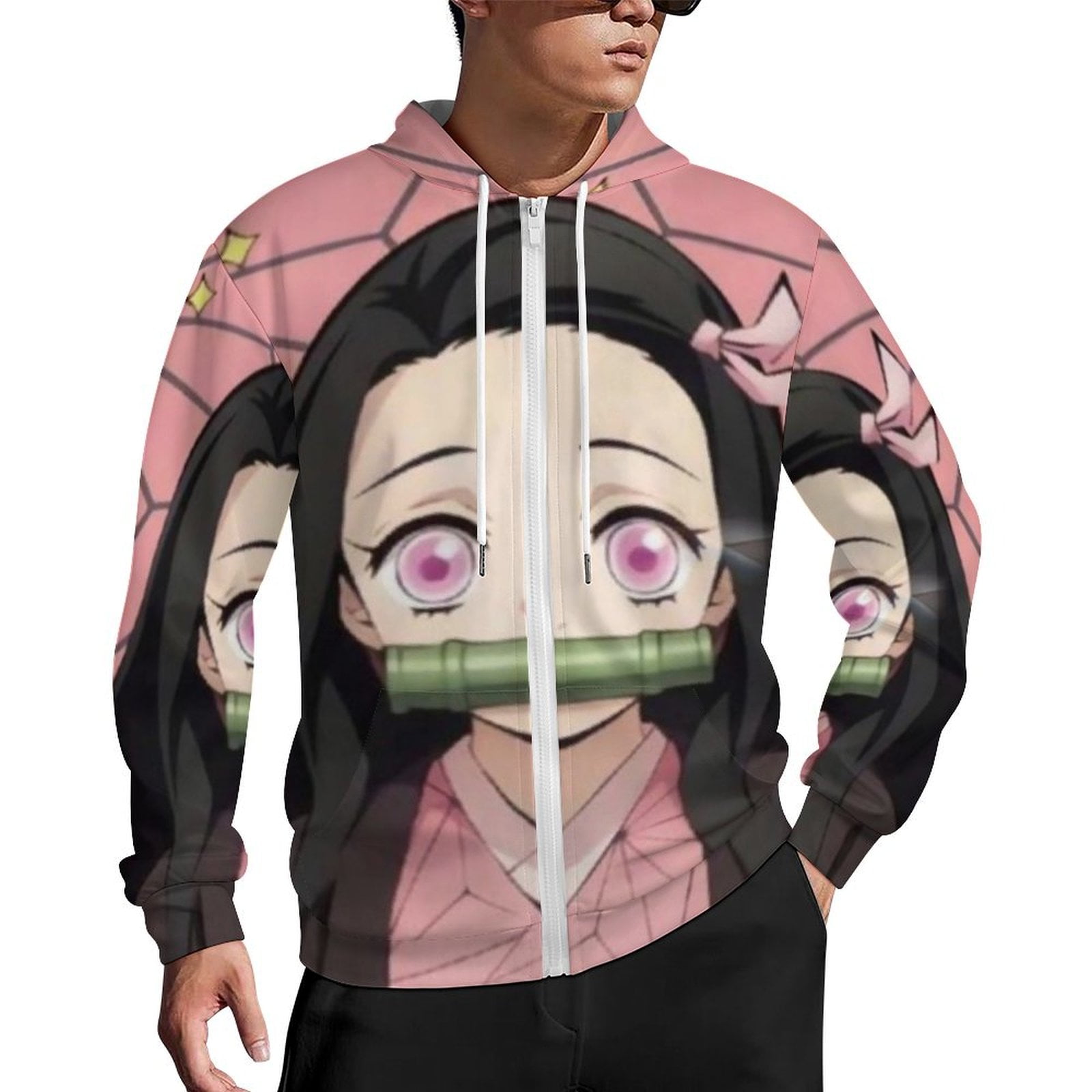 Kamado Nezuko Zip Up Hoodies Unisex Realistic 3D Print Sweatshirt Long ...