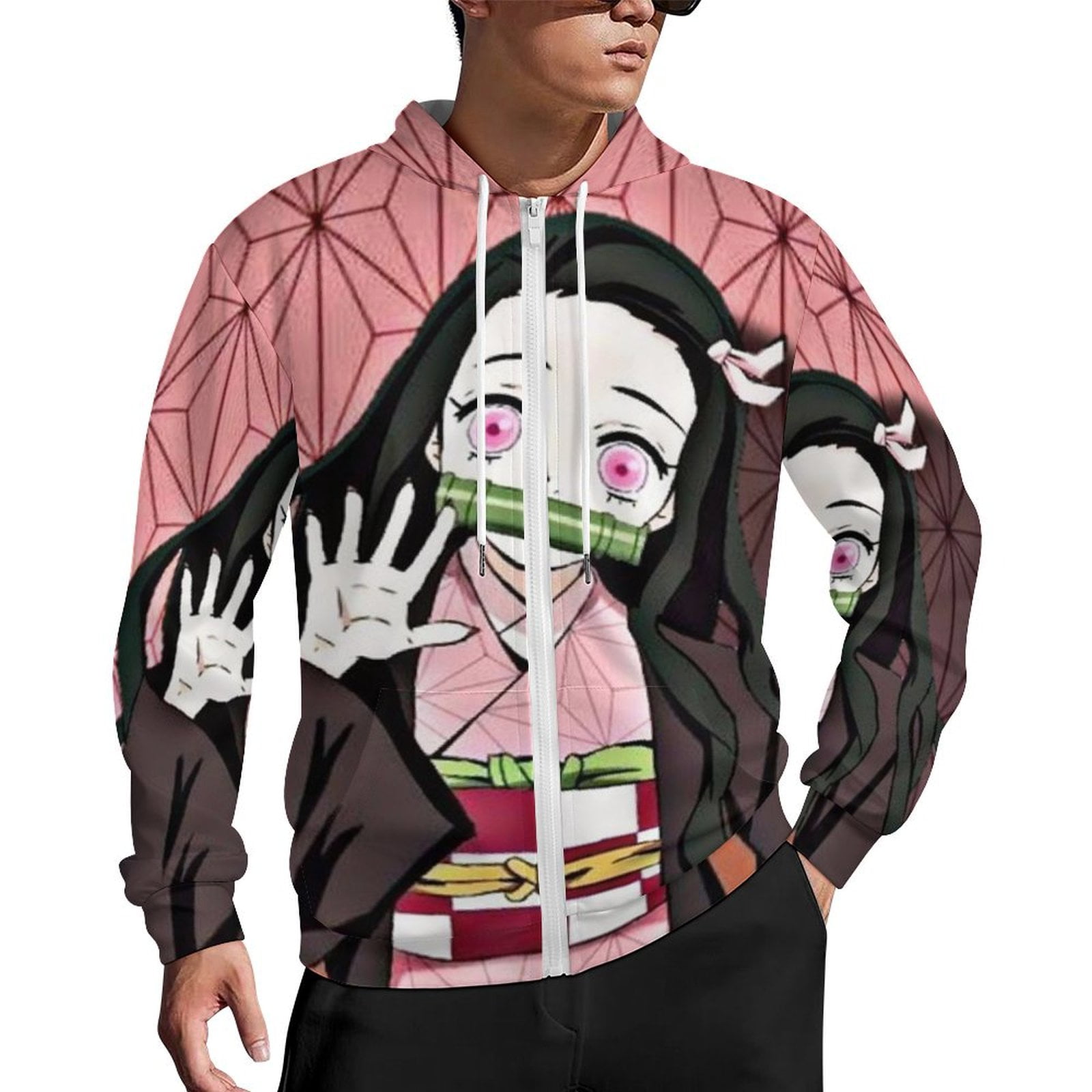 Kamado Nezuko Zip Up Hoodies Unisex Realistic 3D Print Sweatshirt Long ...