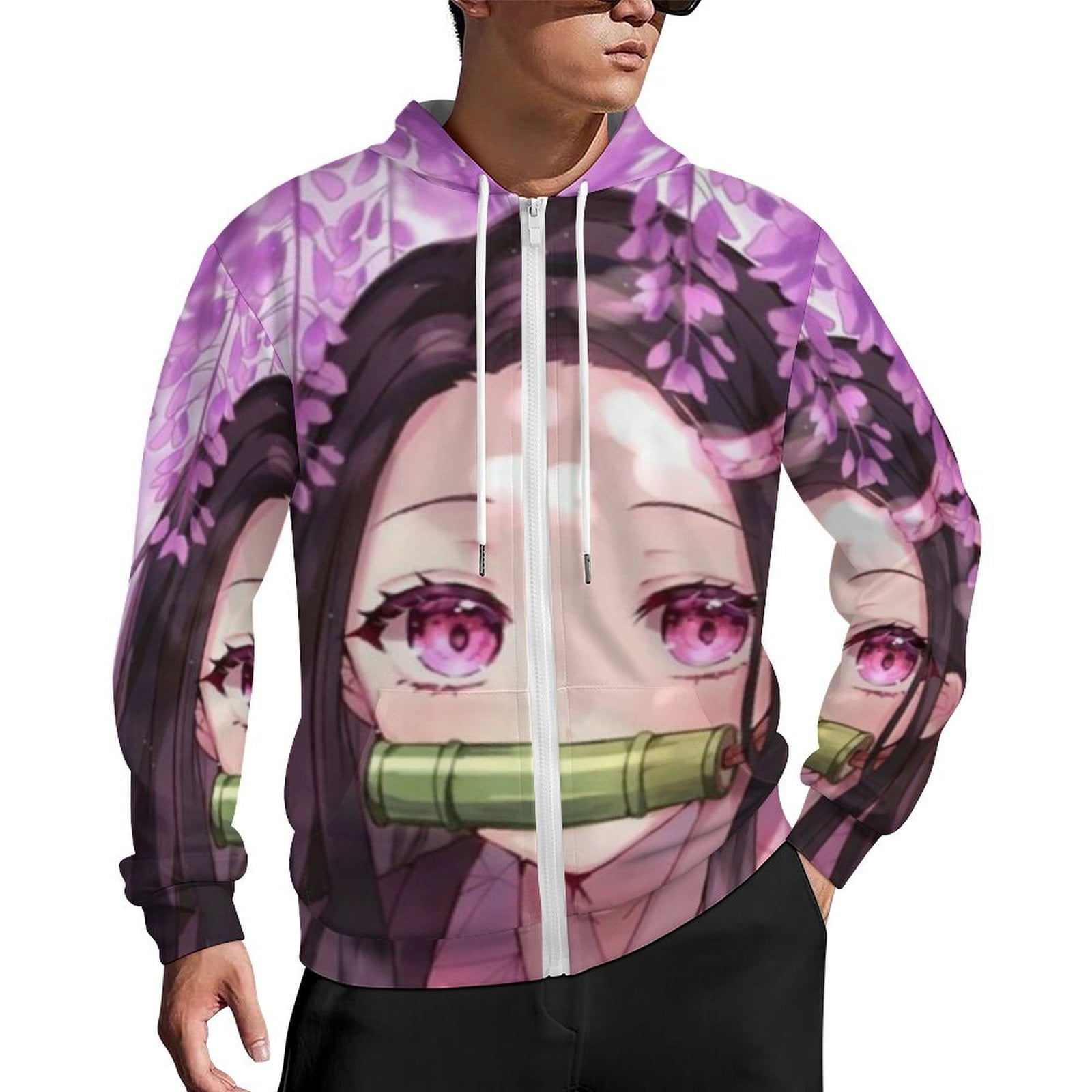 Kamado Nezuko Zip Up Hoodies Unisex Realistic 3D Print Sweatshirt Long ...