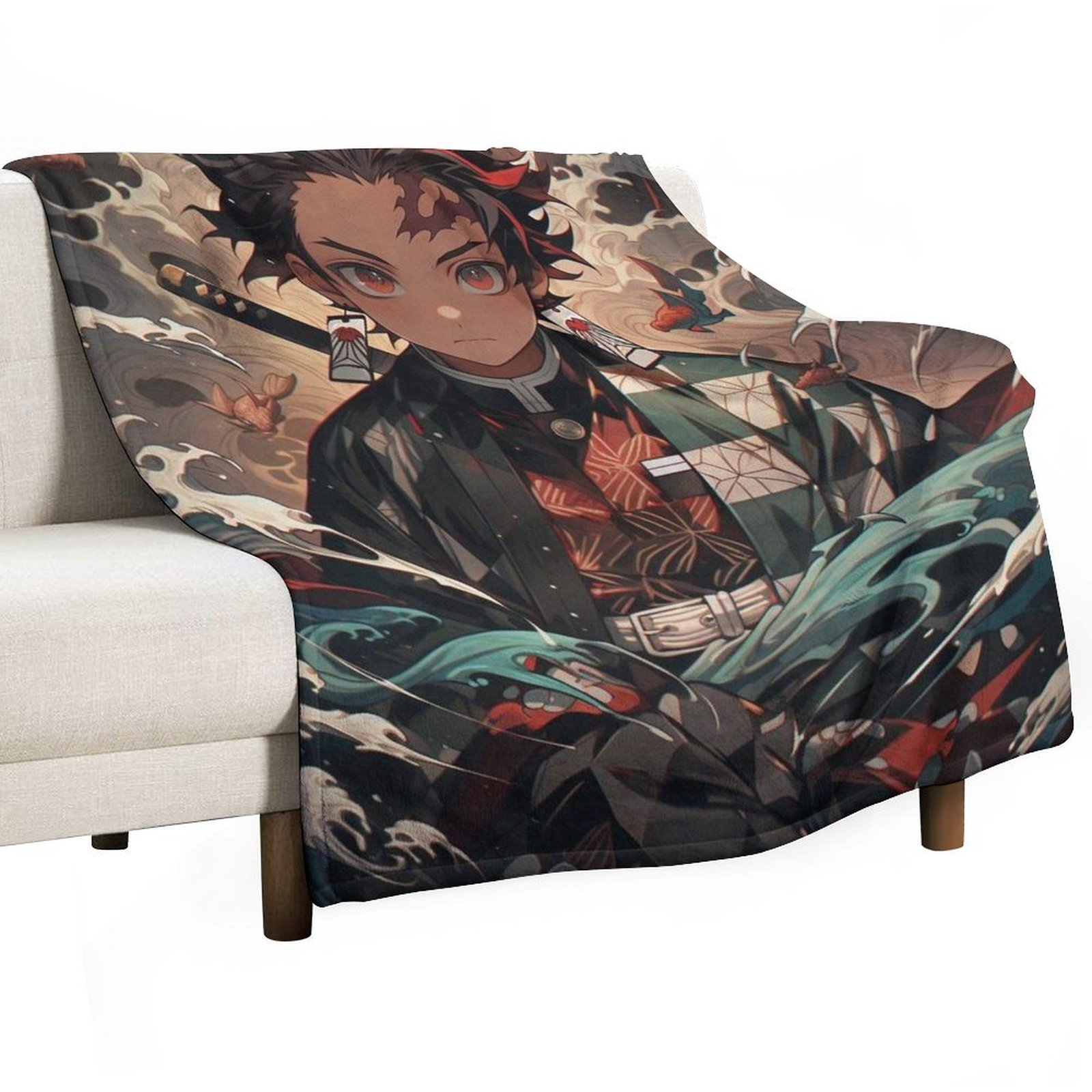 Kamado Tanjiro Demon Slayer Fuzzy Ultra-Soft Micro Fleece Blanket All ...