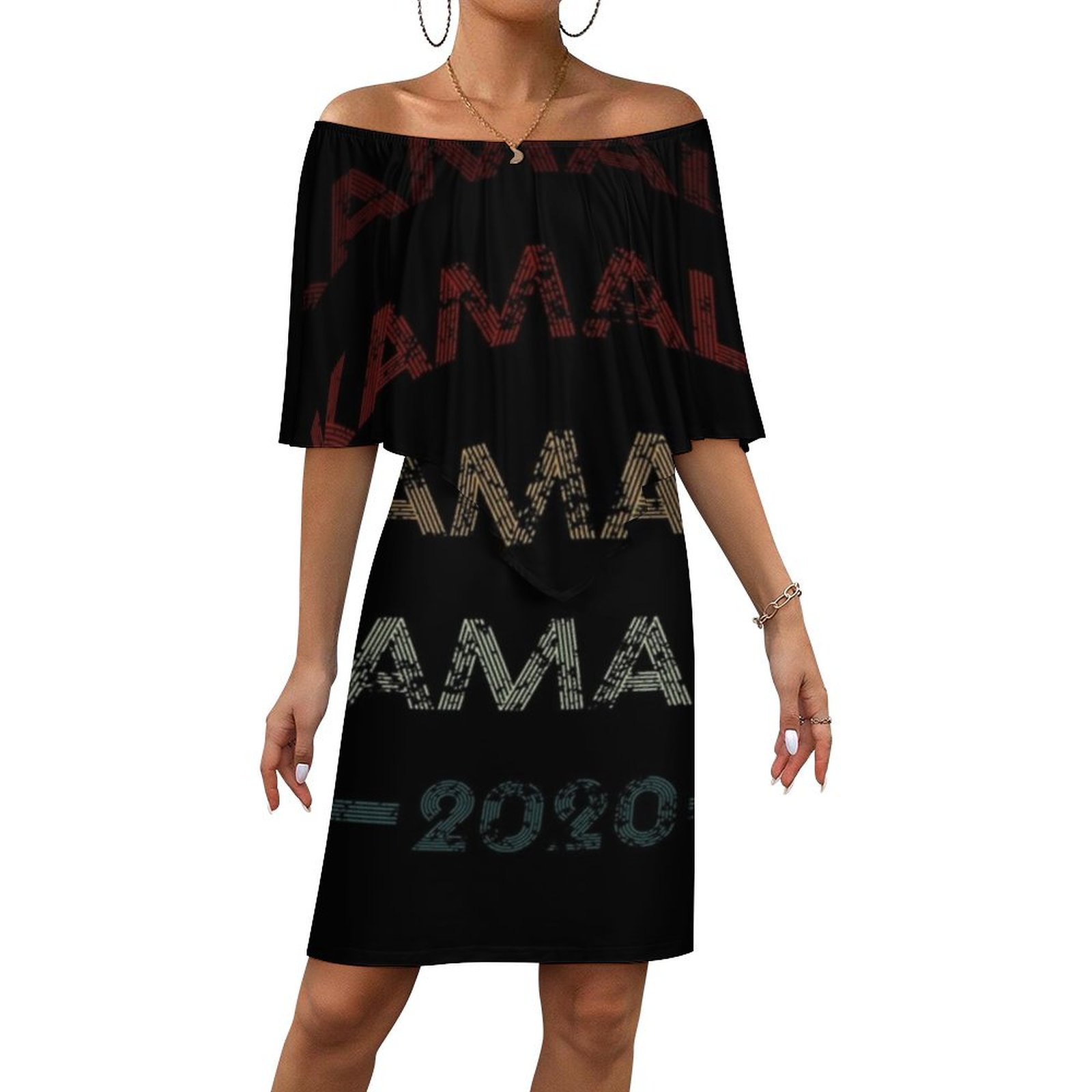 Kamala Harris 2020 Vintage Style Women's Off The Shoulder Ruffles ...