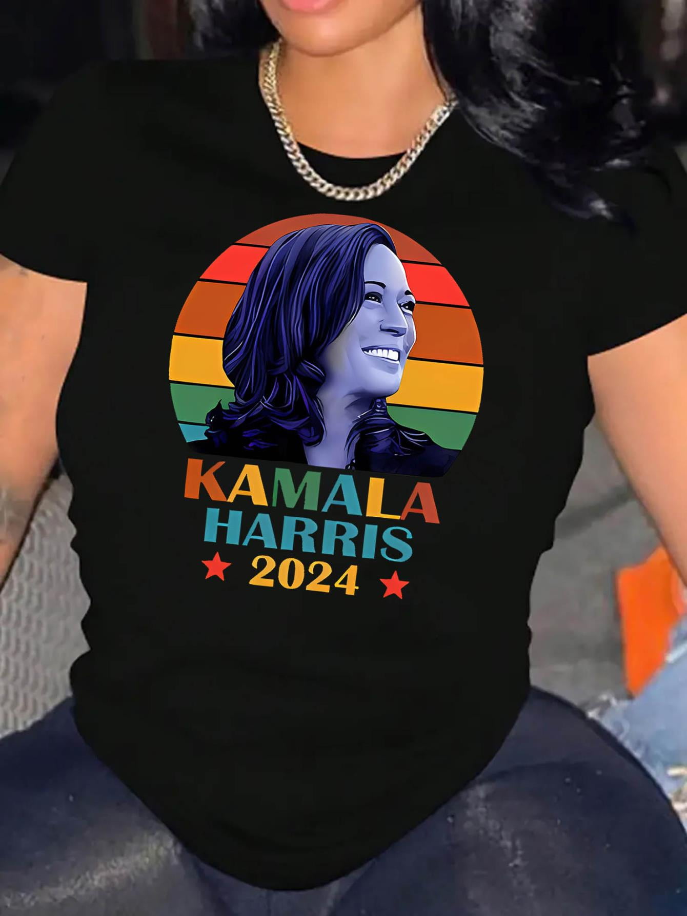 Kamala Harris 2024 Campaign Graphic Tee for Women - Vibrant Colorful ...